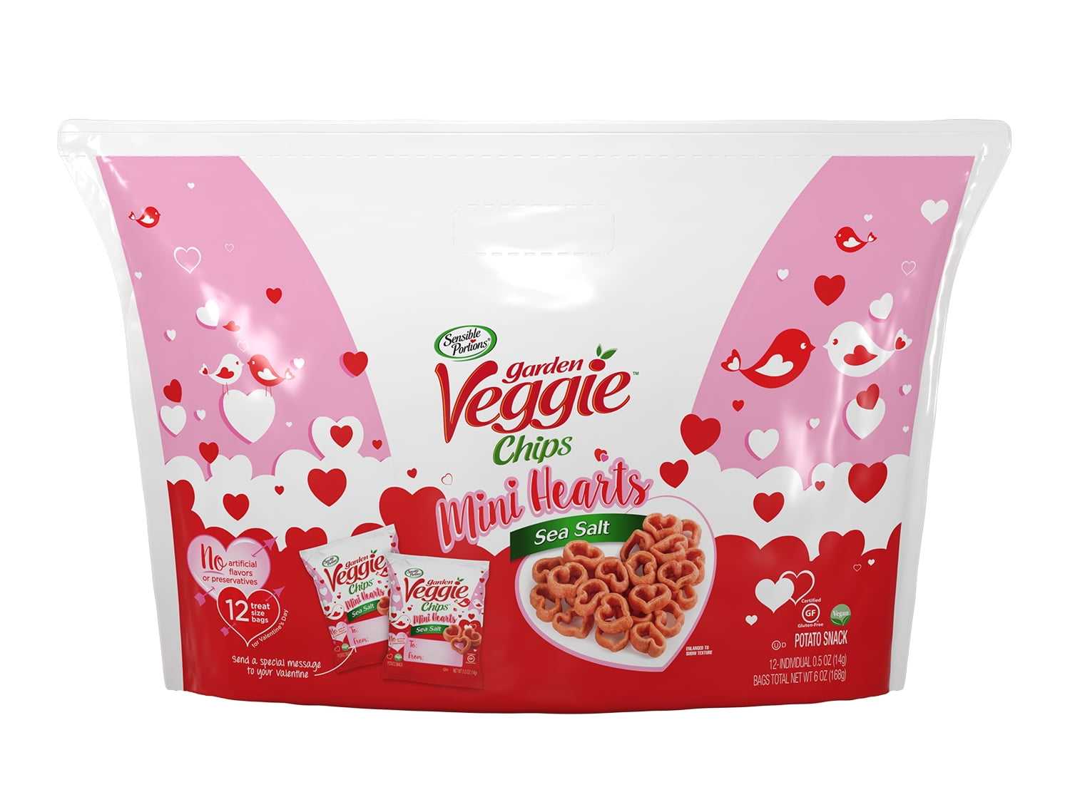Sensible Portions Garden Veggie Valentines Mini Hearts Snack Chips, Sea ...