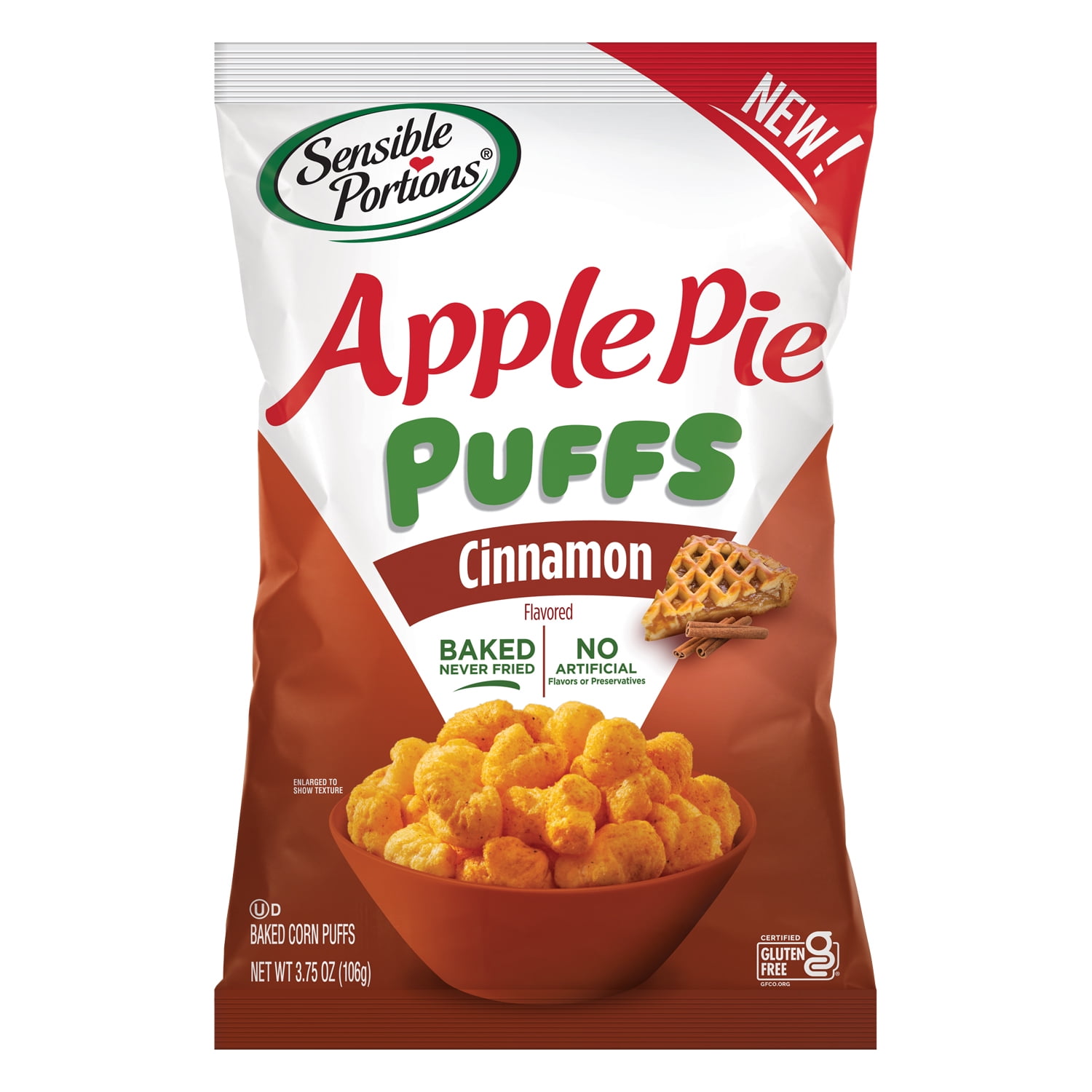 Sensible Portions Gluten-Free Cinnamon Apple Pie Snack Puffs, 3.75 oz ...