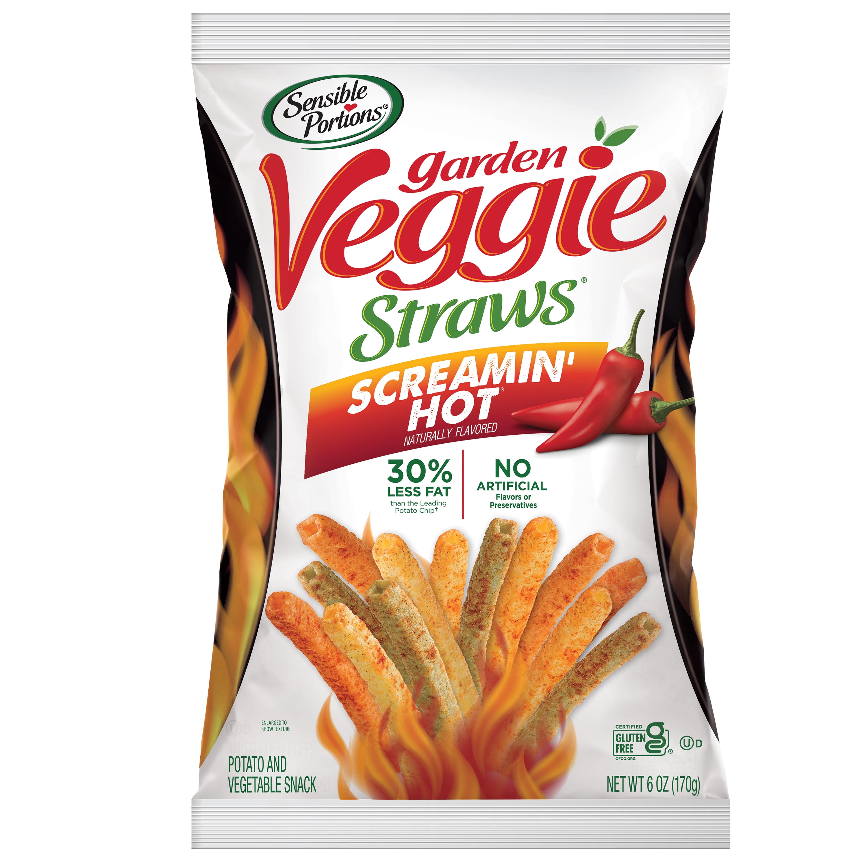 Sensible Portions Gluten-Free Screamin' Hot Garden Veggie Straws, 6 oz ...