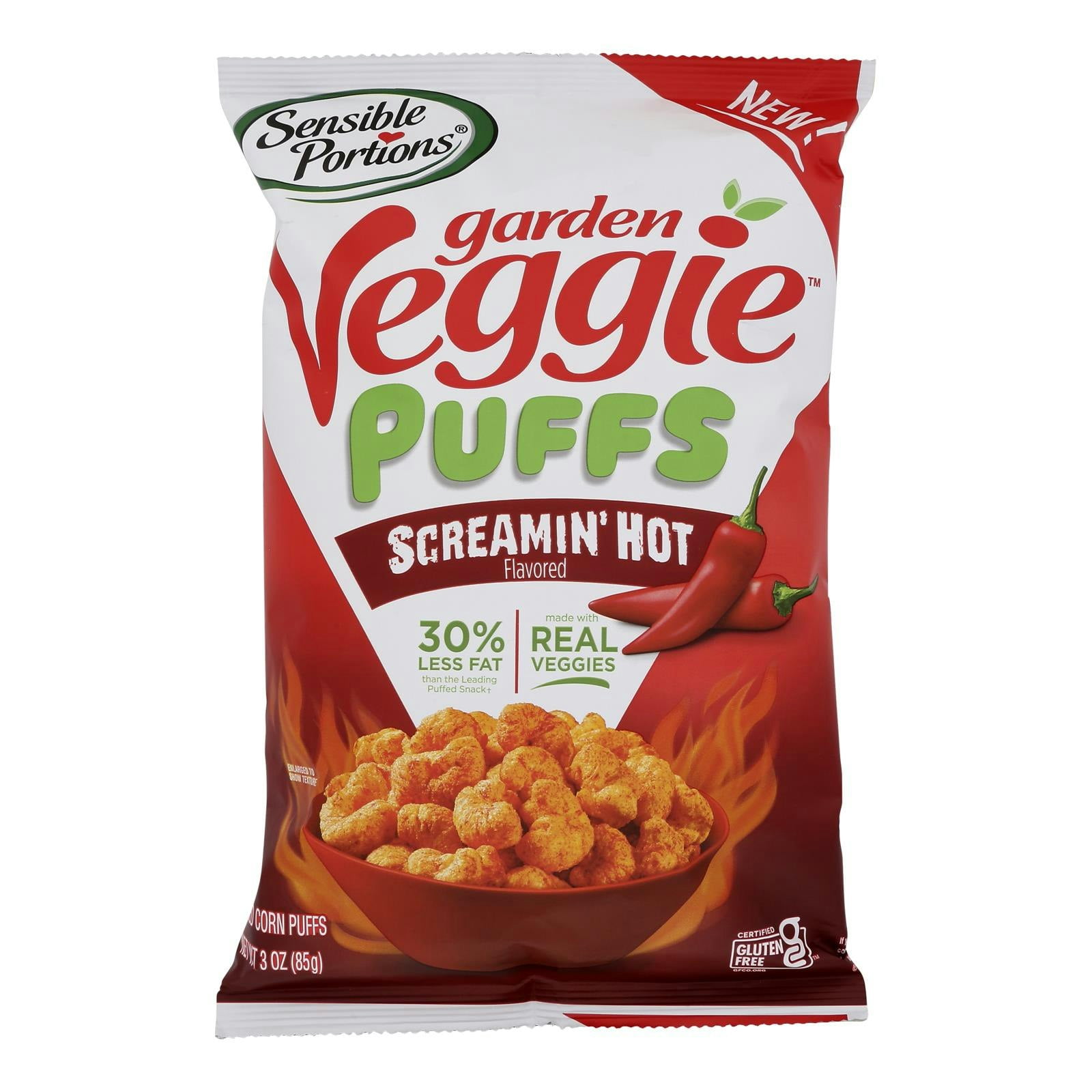 Sensible Portions Vegetable Puffs Screamin' Hot 3 oz (Pack of 6 ...