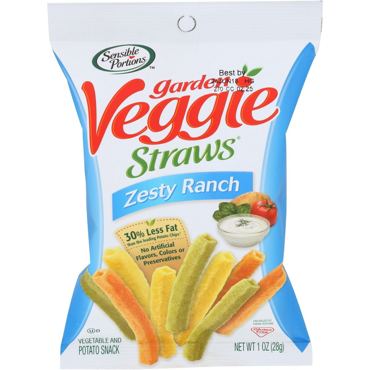 Sensible Portions Zesty Ranch Garden Veggie Straws - Case of 24 - 1 oz ...