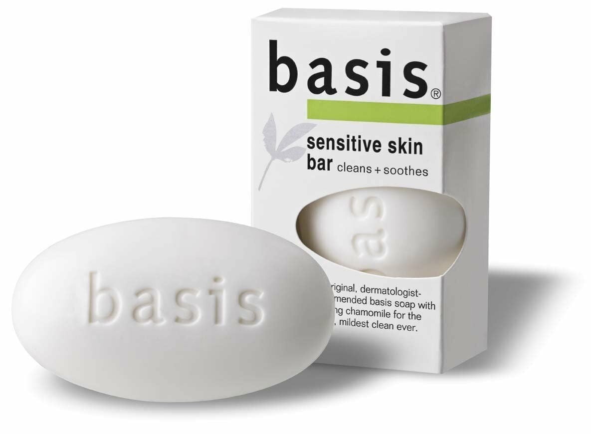 Basis Sensitive Skin Gentle Cleans & Soothes Bar Soap, Fragrance Free ...