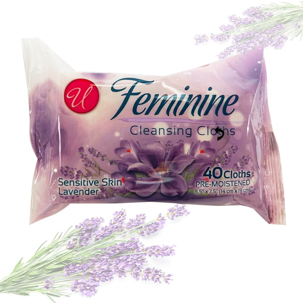 Sensitive Skin Gentle Feminine Wipes 40ct Lavender Cloths Alcohol ...