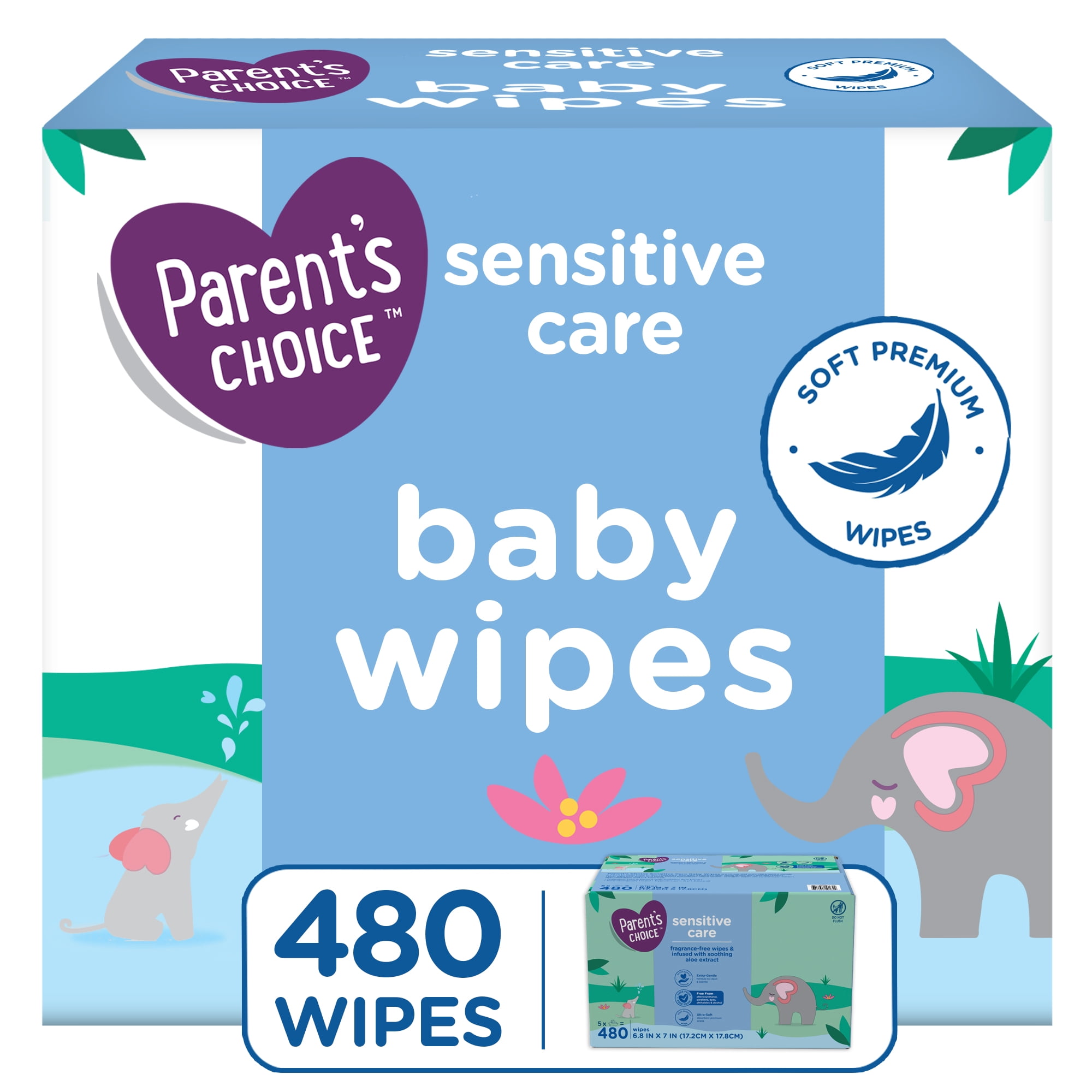 Sensitive Skin Hypoallergenic Baby Wipes with Aloe, 480 Count HSA/FSA ...