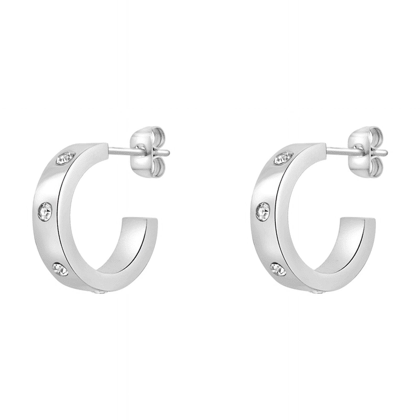 Sensitive Skin Stainless Steel 3/4 Hoops with Cubic Zirconia Stones for ...