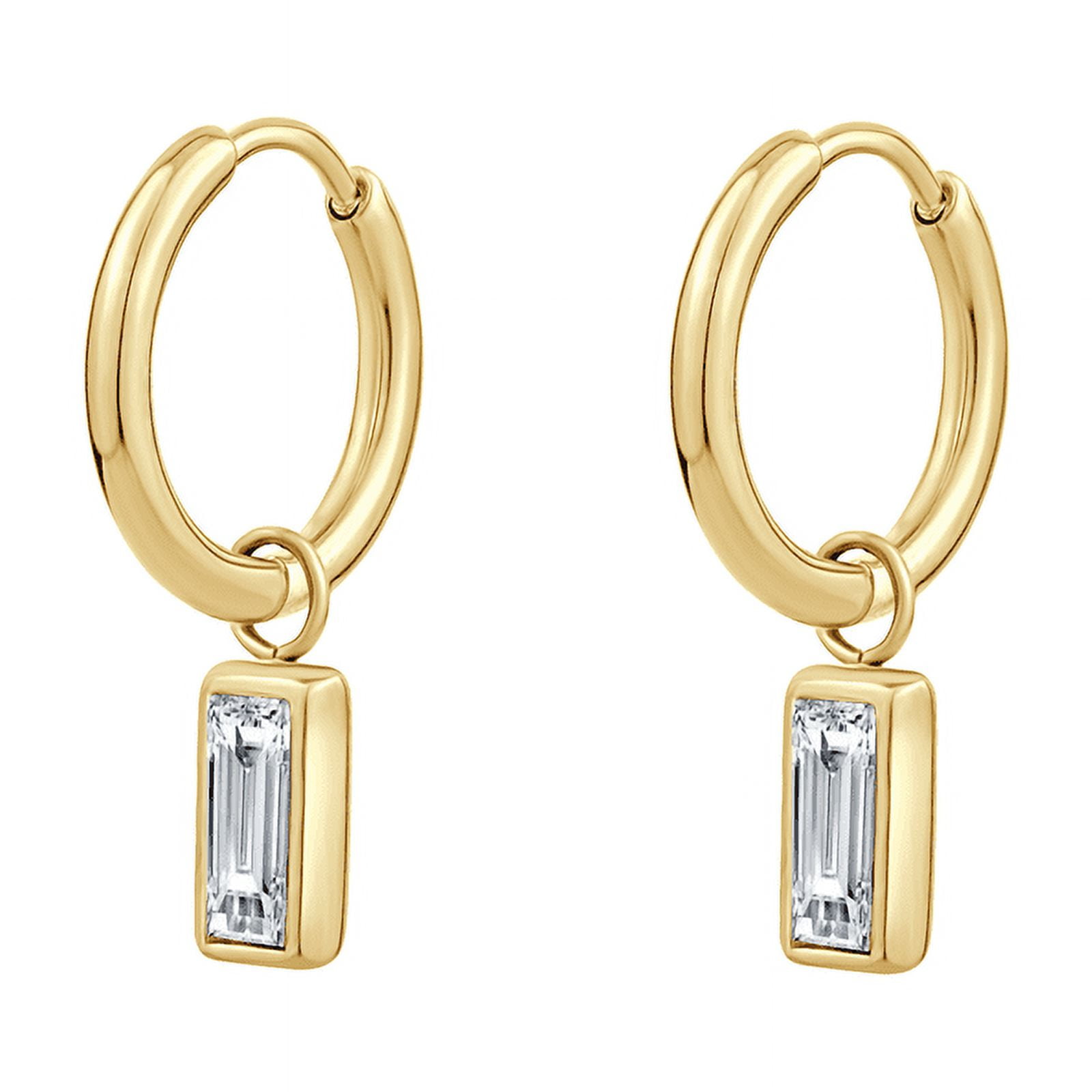 Sensitive Skin Stainless Steel Gold Plated Huggies Earrings with ...