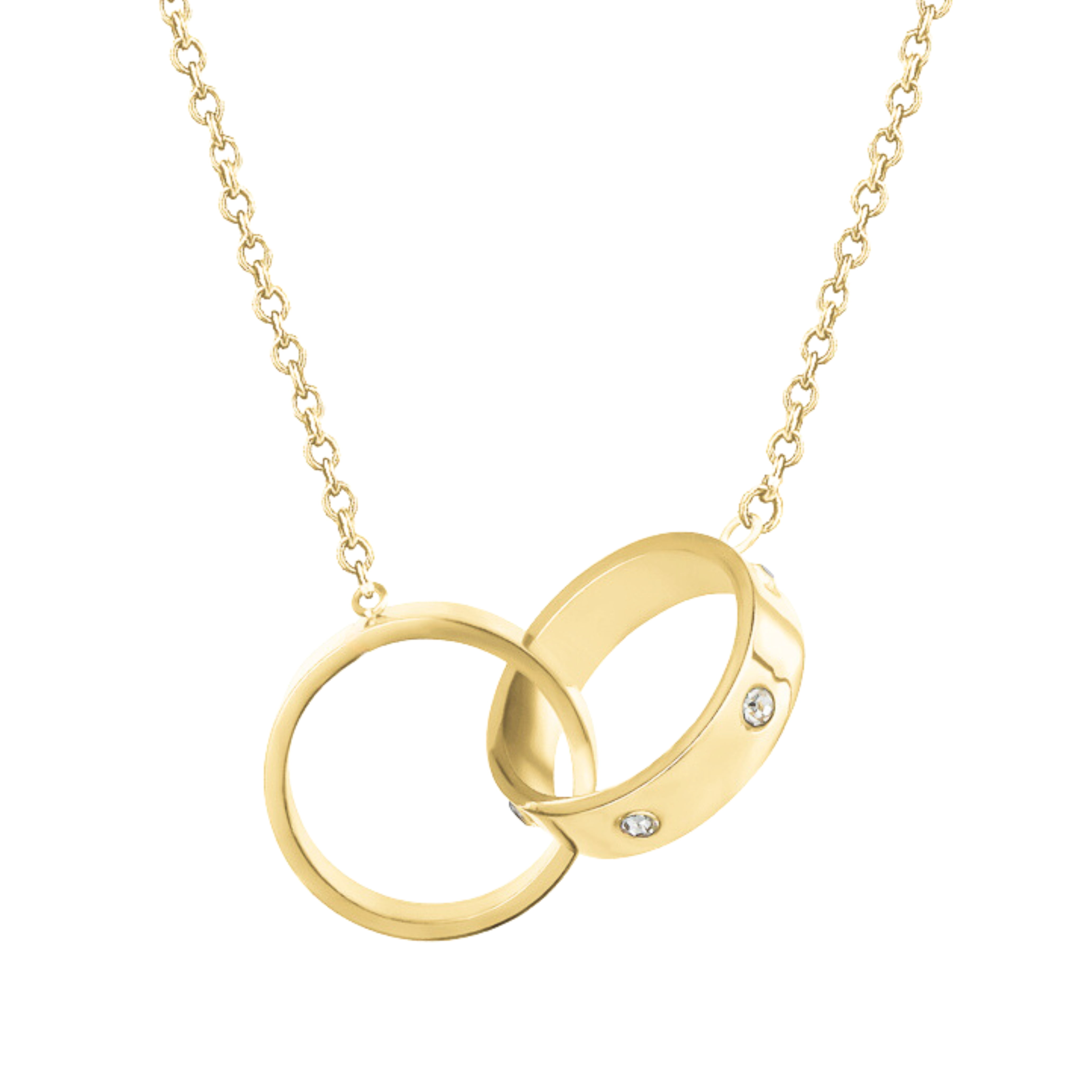 Sensitive Skin Stainless Steel Gold Plated Interlocking Rings Necklace ...