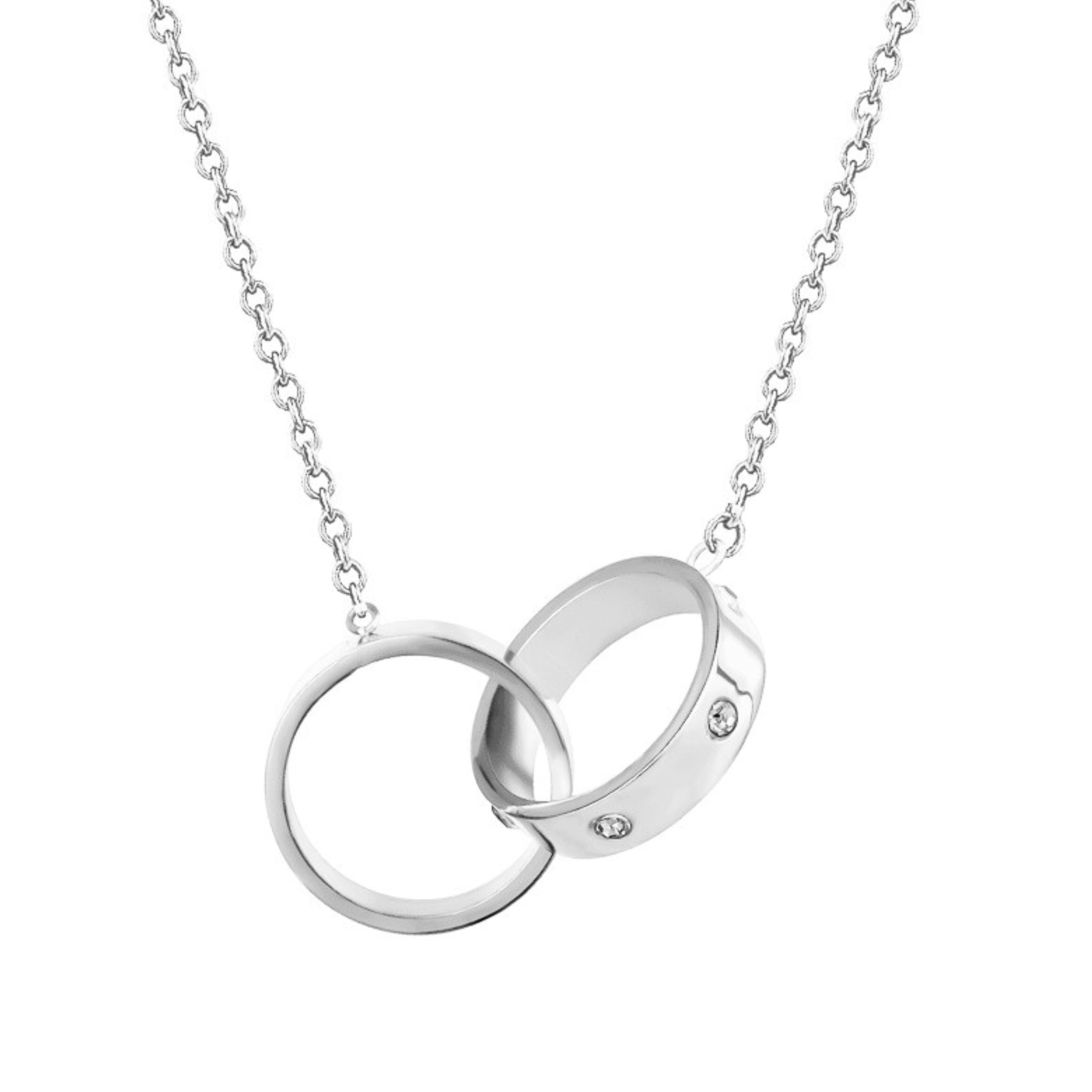 Sensitive Skin Stainless Steel Interlocking Rings Necklace with Cubic ...