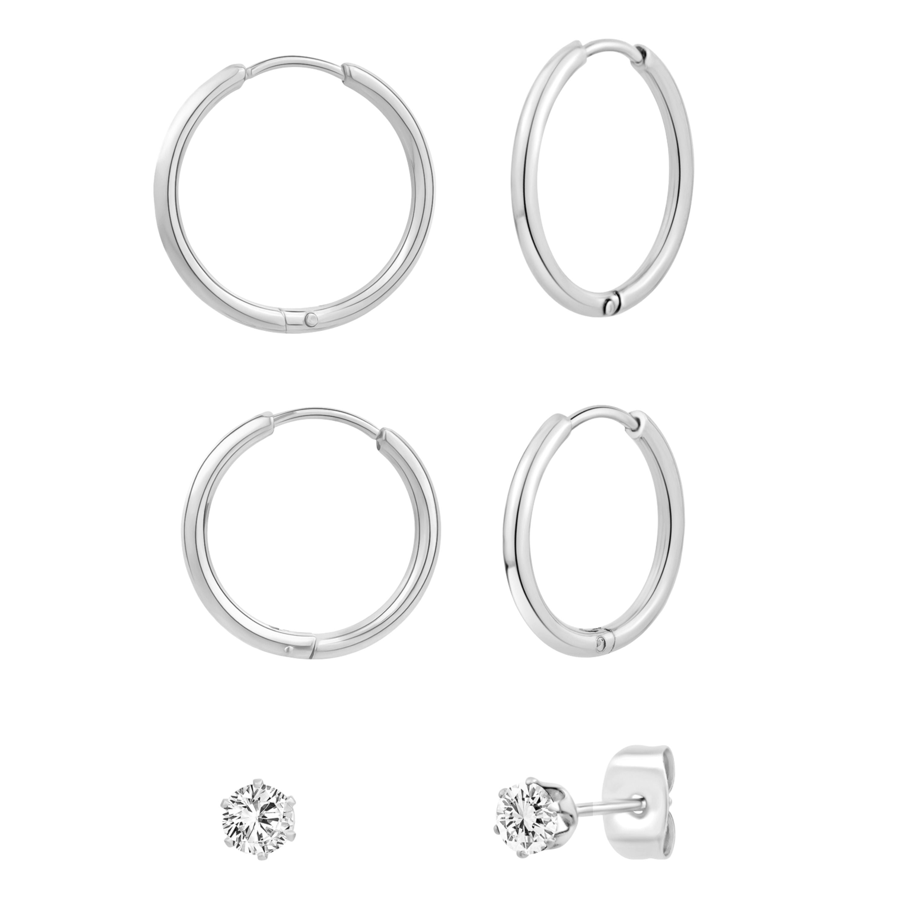 Sensitive Skin Stainless Steel Set of 3 Earrings Including 2 Pair ...
