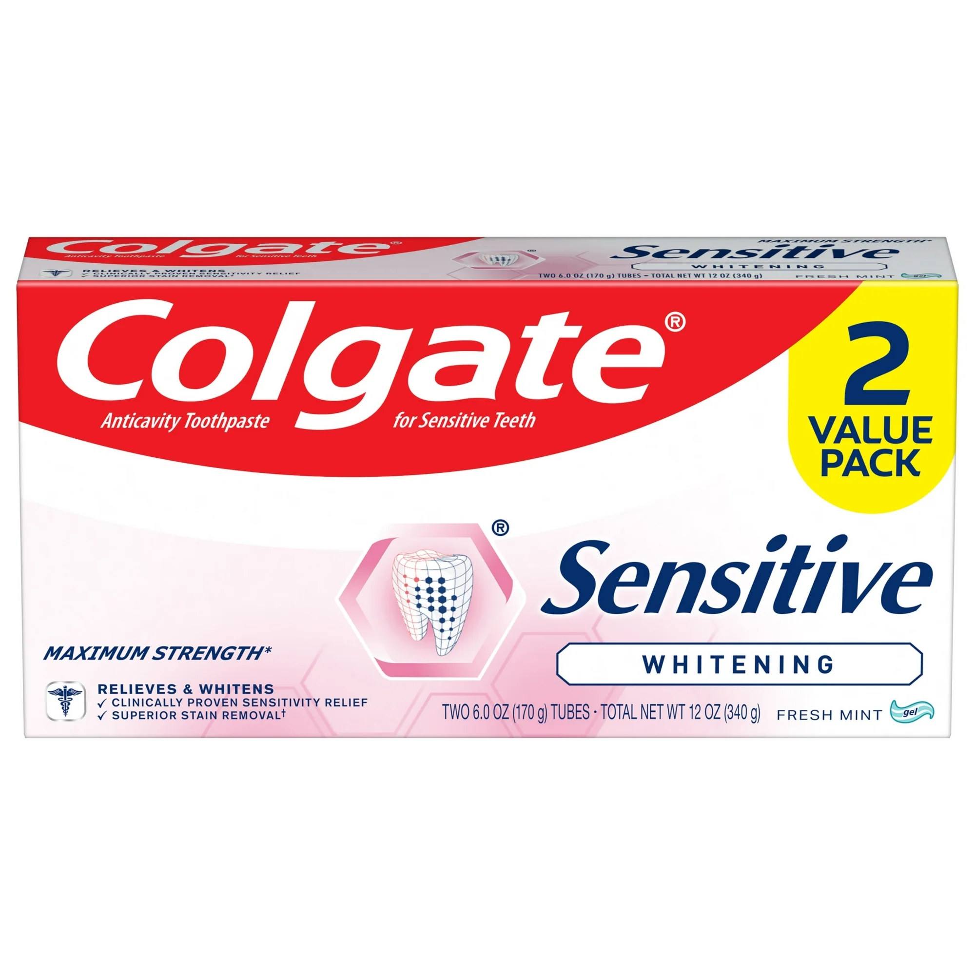 Sensitive Toothpaste, Whitening - Fresh Mint Gel Formula - Walmart.com