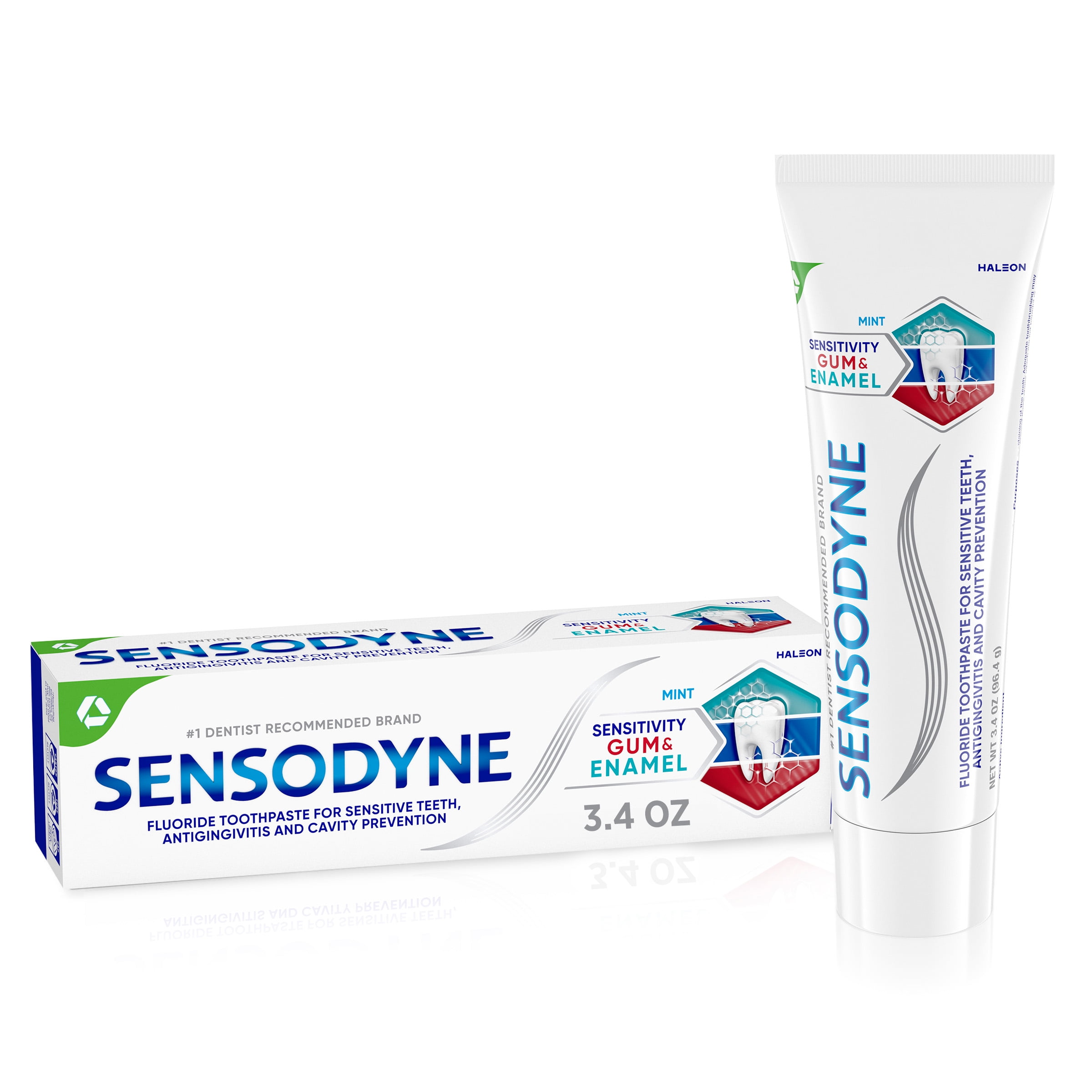 Sensodyne Enamel Fluoride & Gum Sensitive Toothpaste, Mint Flavor, 3.4 ...