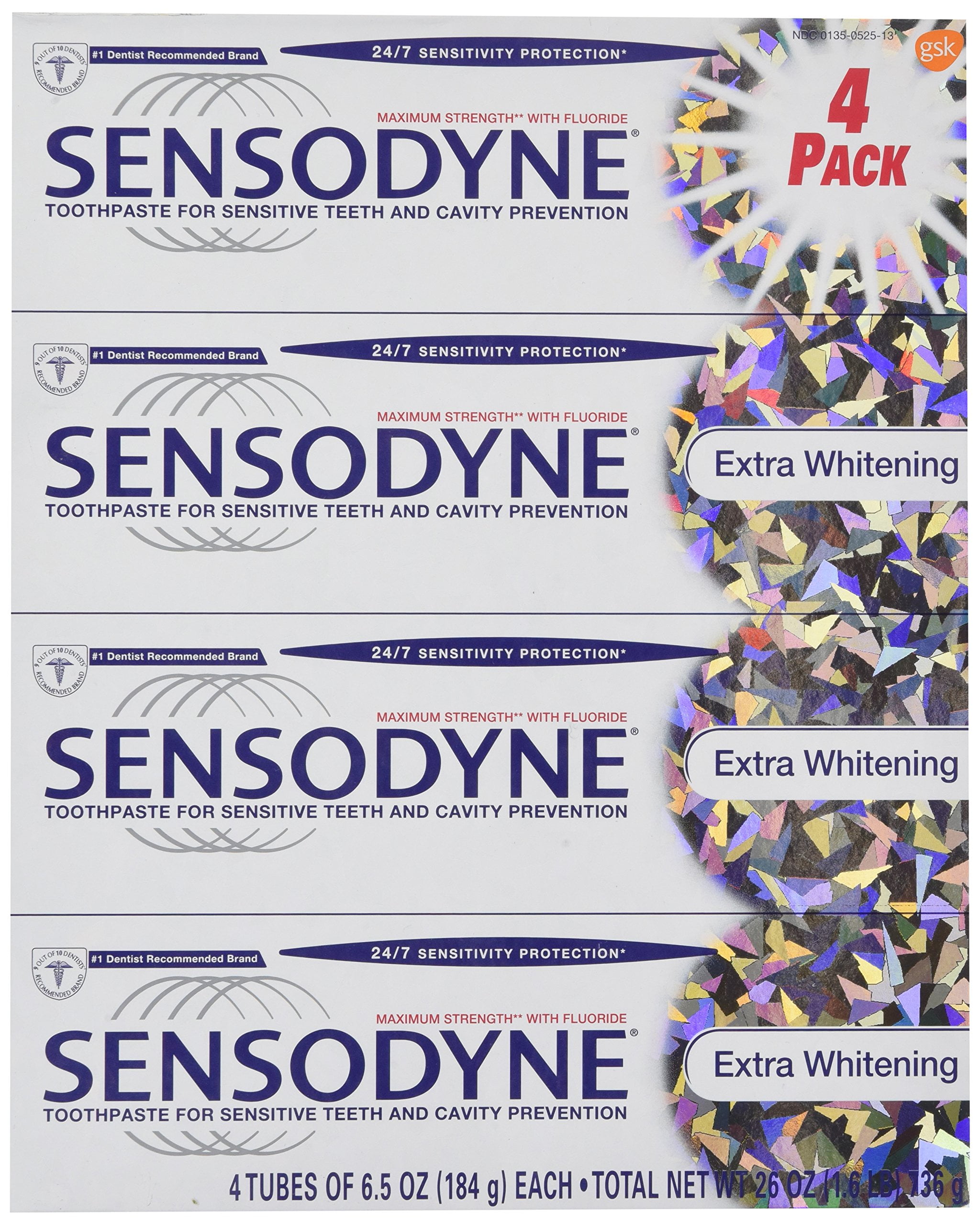 Sensodyne Extra Whitening Fluoride Toothpaste For Sensitive Teeth, 4 Ct ...