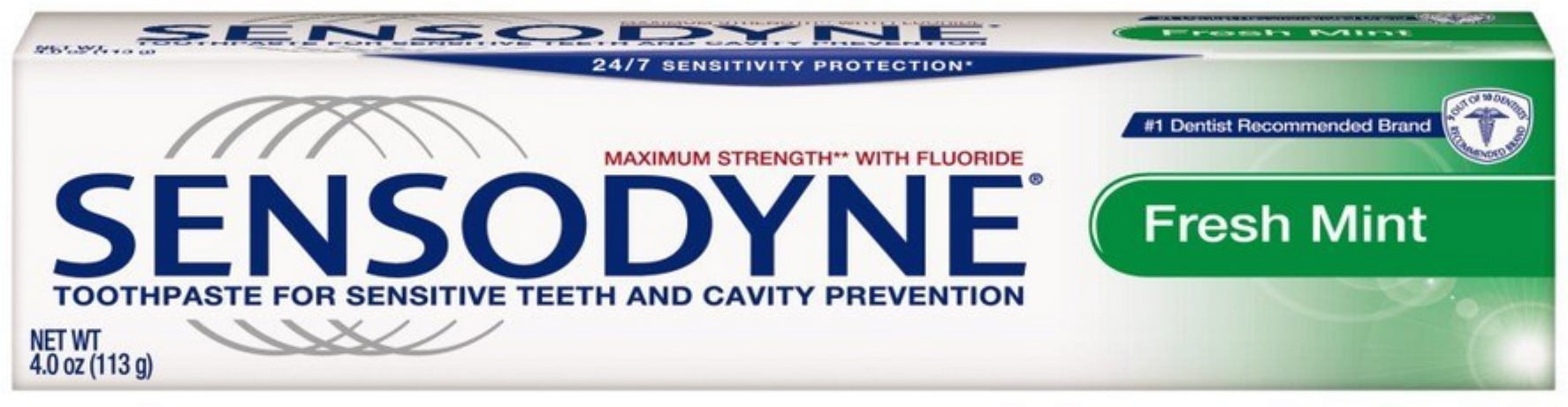 Sensodyne Fluoride Toothpaste, Maximum Strength, Fresh Mint 4 oz (Pack ...