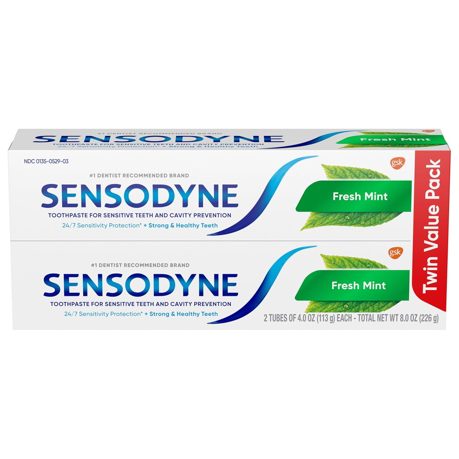 Sensodyne Fresh Mint Sensitive Toothpaste, ADA Accepted Toothpaste for Cavity Prevention and ...