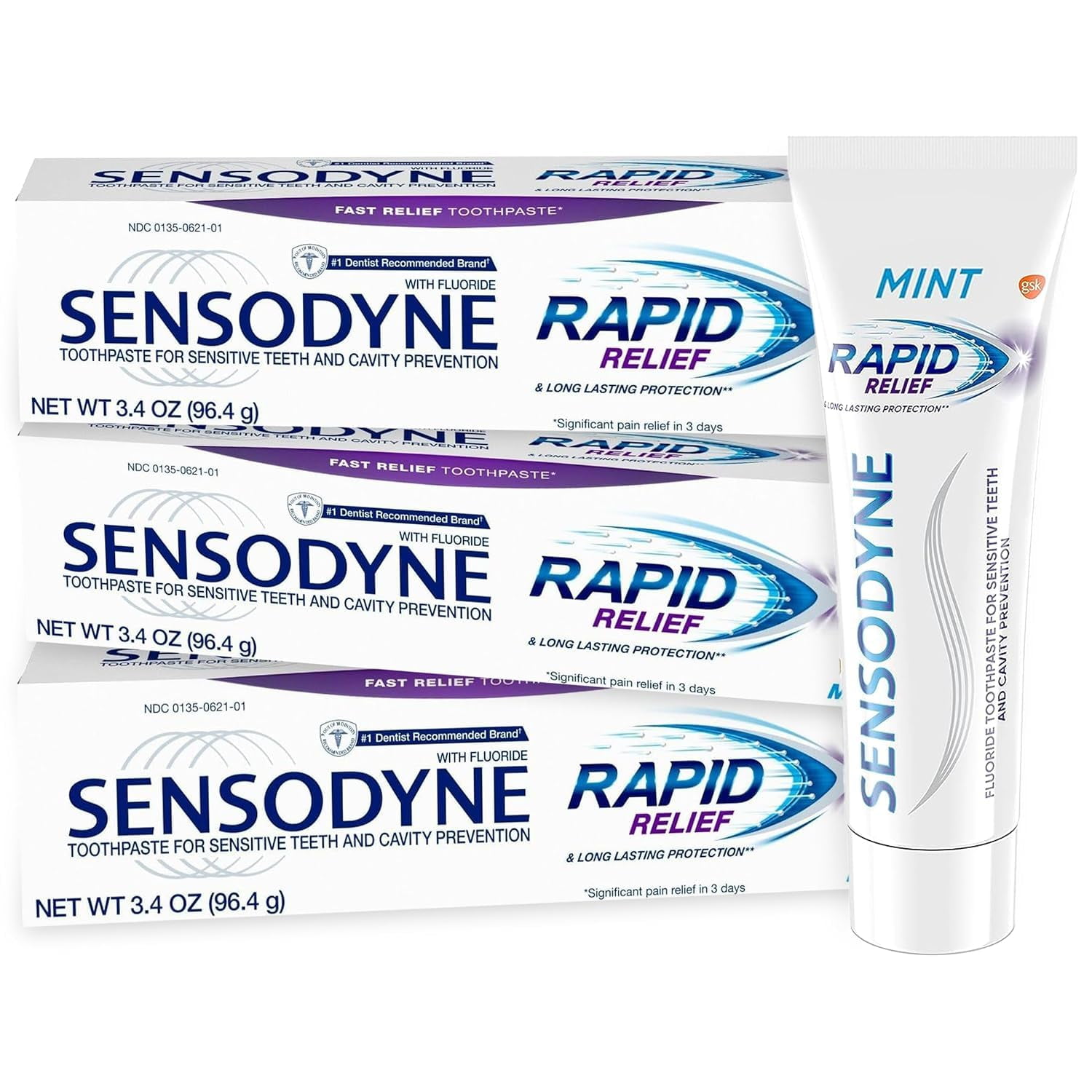 Sensodyne Rapid Relief Toothpaste for Sensitive Teeth, Mint with ...