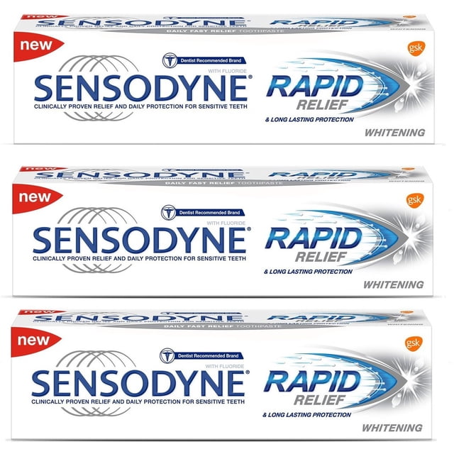 Sensodyne Rapid Relief Whitening Toothpaste, 3.4 Oz, 3 Pack - Walmart ...