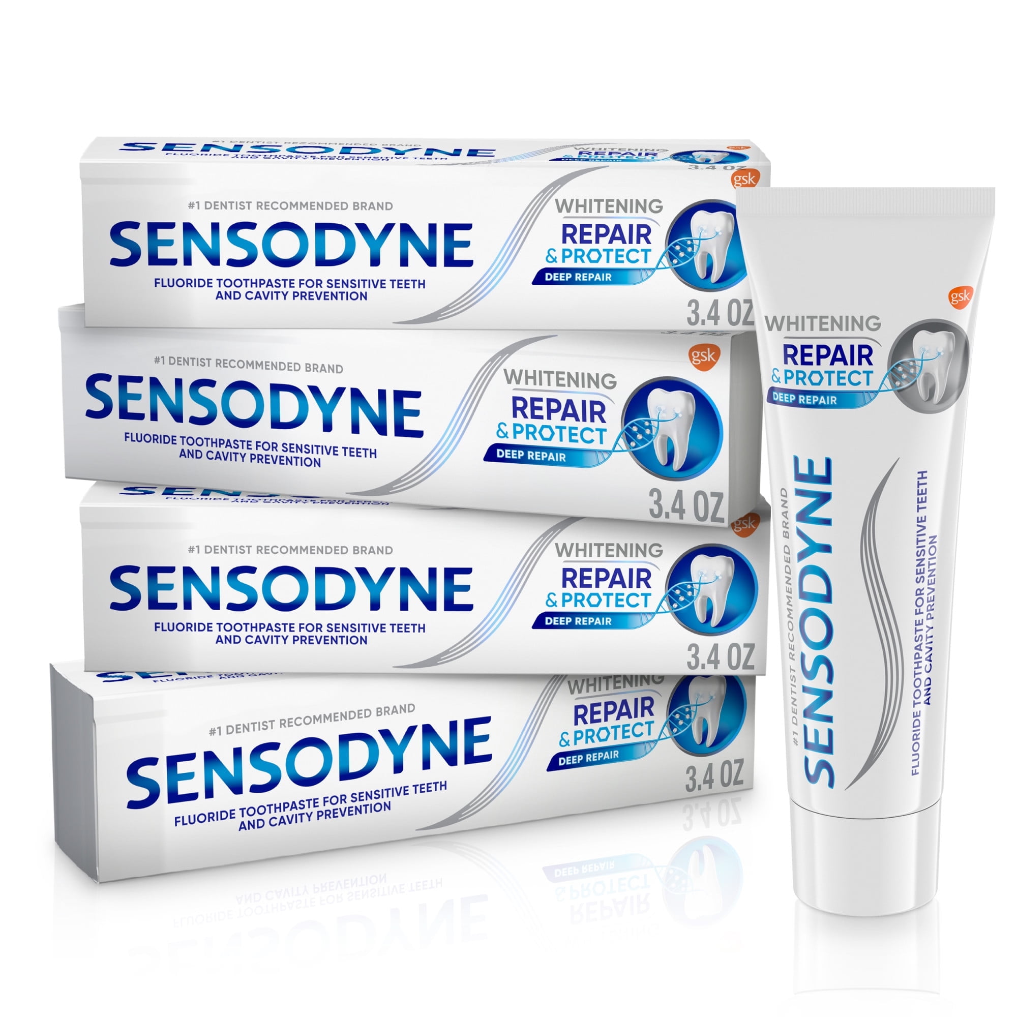 Sensodyne Repair and Protect Whitening Toothpaste, 3.4 Oz, 4pk ...