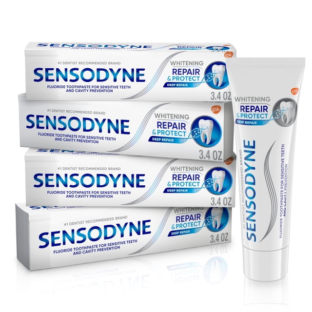 Sensodyne Rapid Relief Whitening Toothpaste for Adults, Deep Clean, 3.4 ...