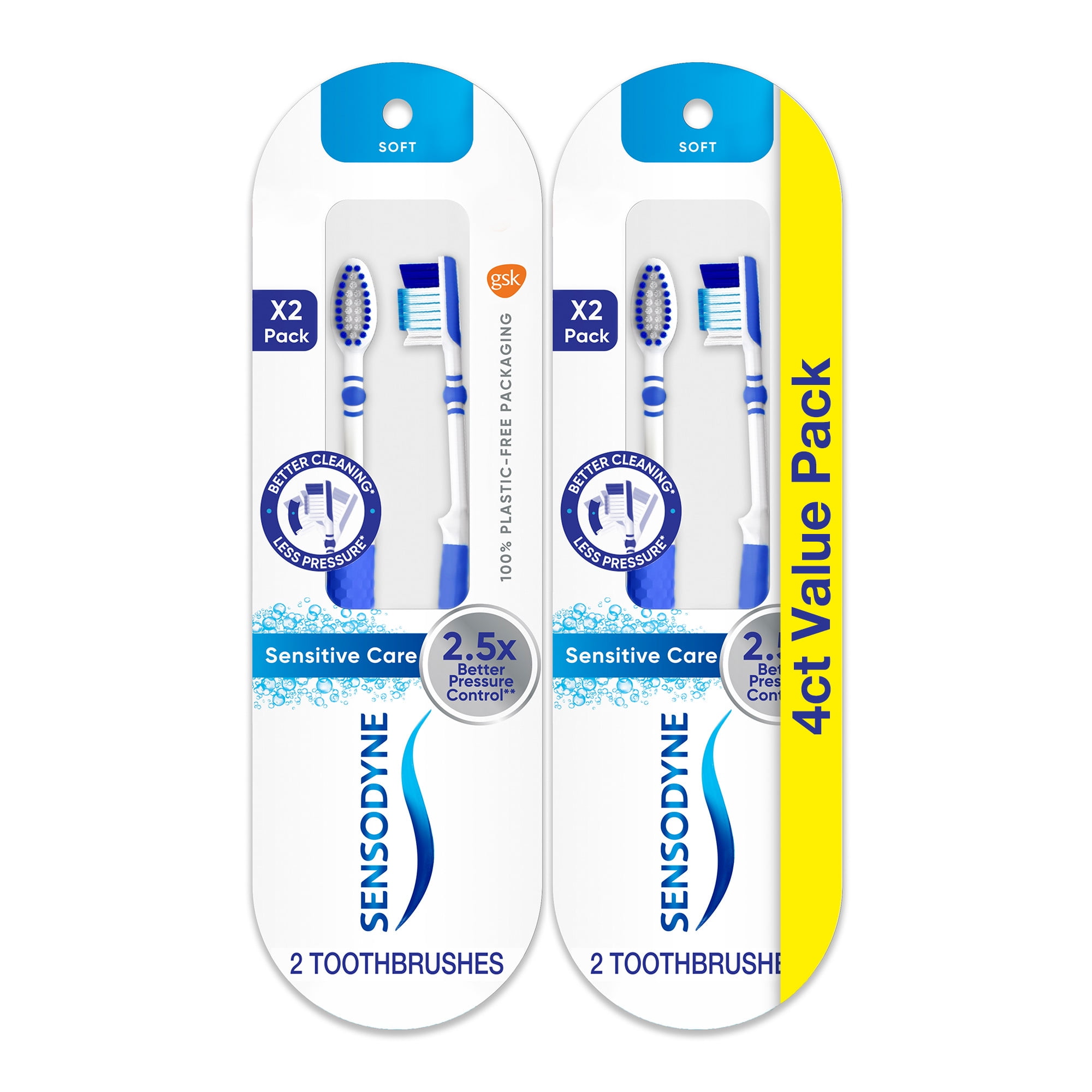 Sensodyne Sensitive Care Soft Toothbrush - 4 Count, for Adults ...