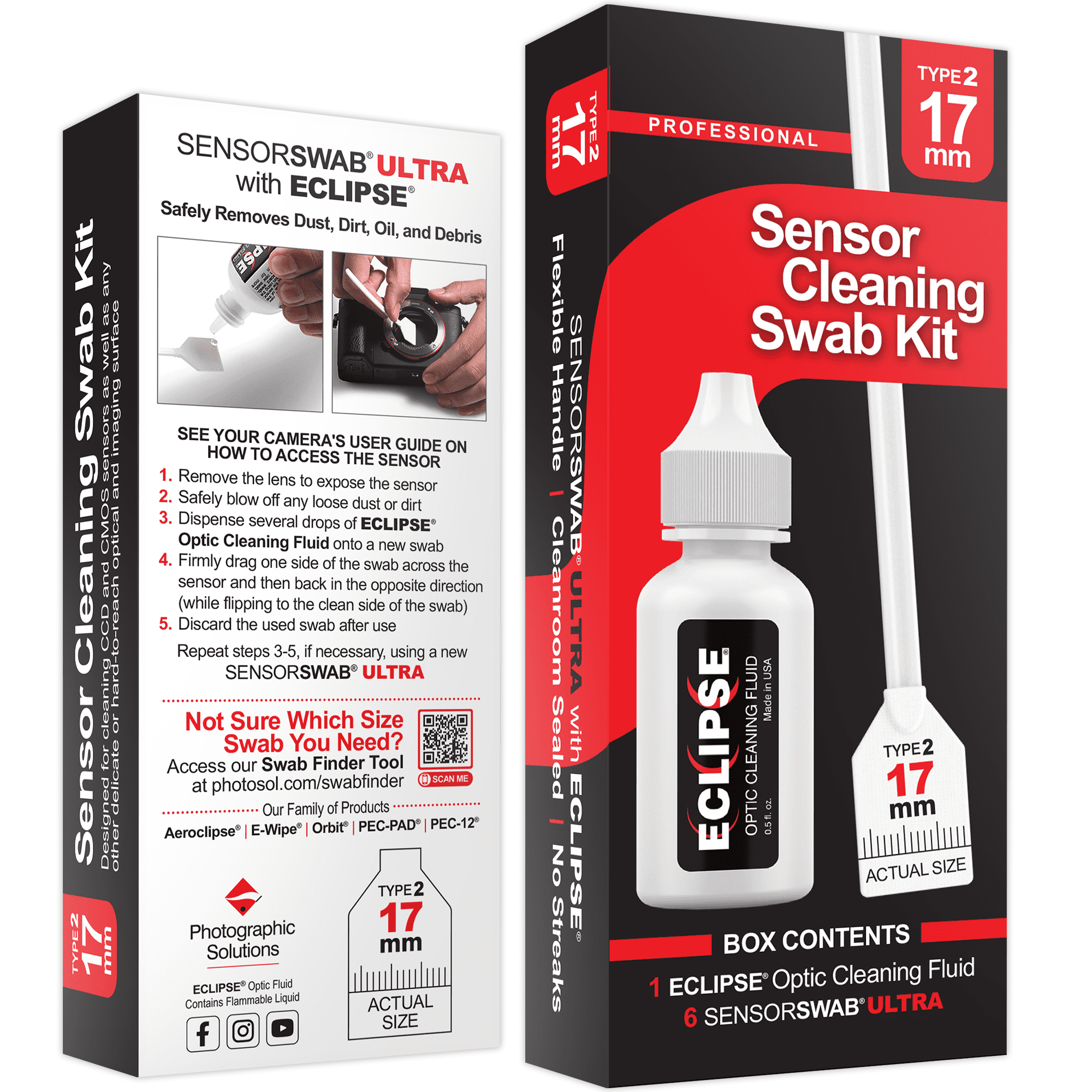 Sensor Cleaning Swab Kit - Eclipse Optic Cleaning Solution (0.5oz/15ml) + Type-2 Sensor Swab ...