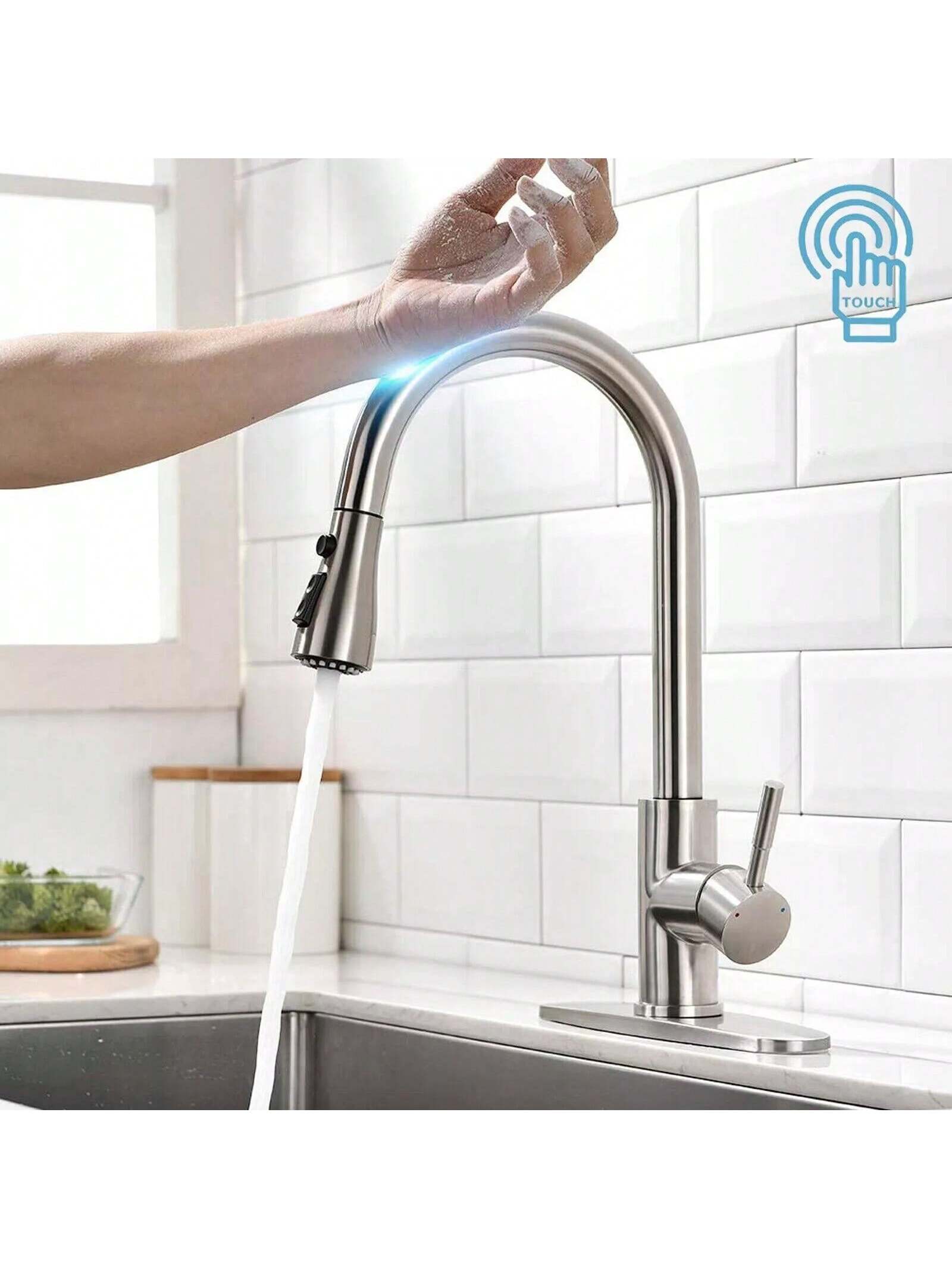 Sensor Touch Kitchen Sink Faucet Pull Out Sprayer Mixer Tap - Walmart.com