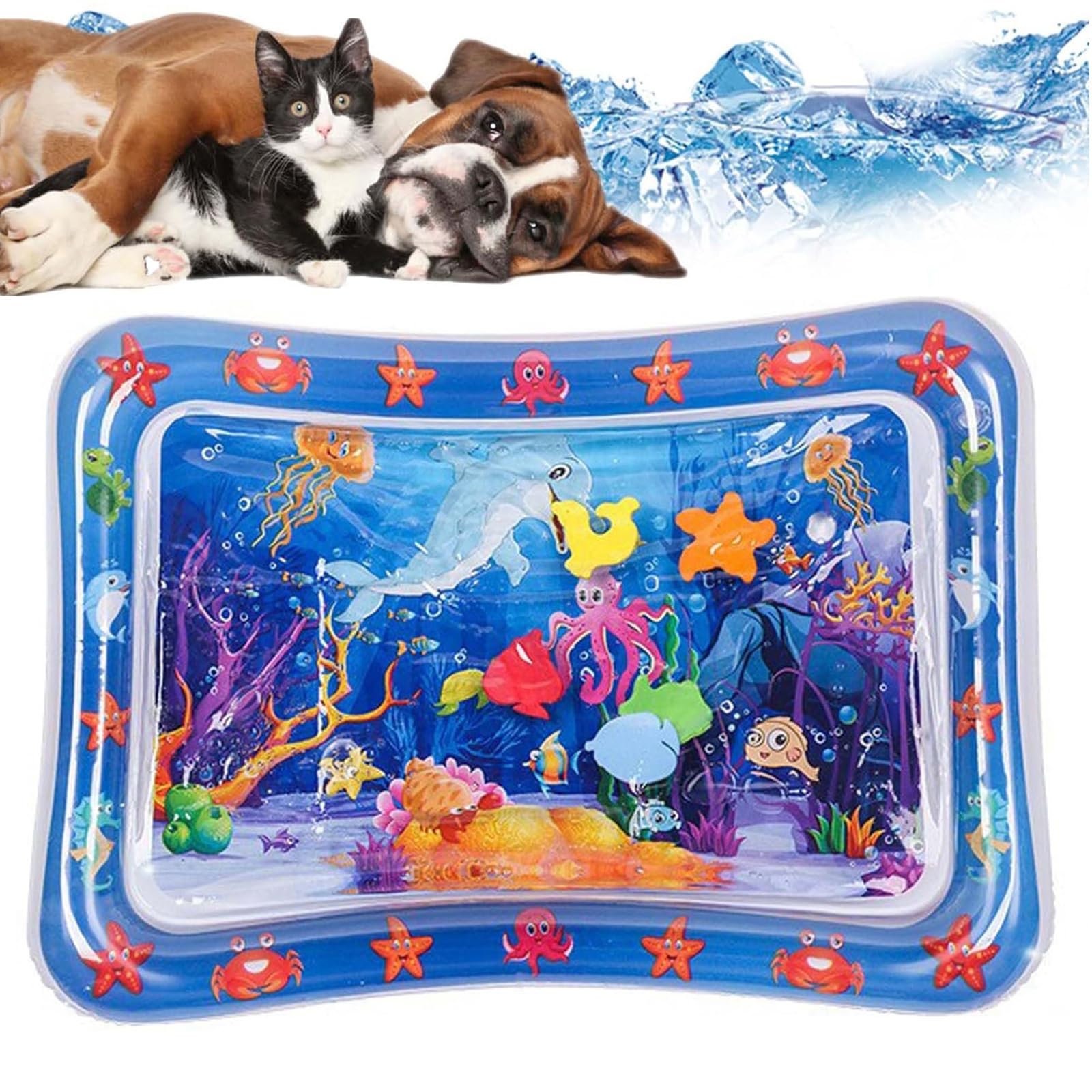 Sensor Water Playmat for Cats, Water Tummy Time Water Sensor Play Mat ...