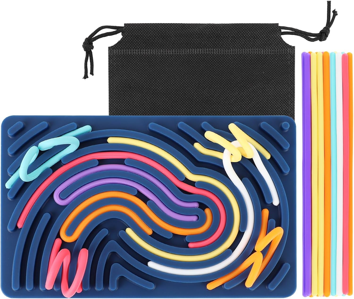 Sensory Activity Board Blue, Silicone Fidget Toy for Stress Relief ...