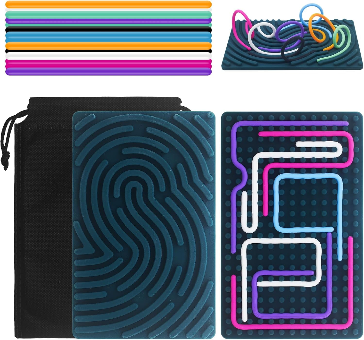 Sensory Activity Board, Double Sided Silicone Fidget Toy for Kids 3 ...