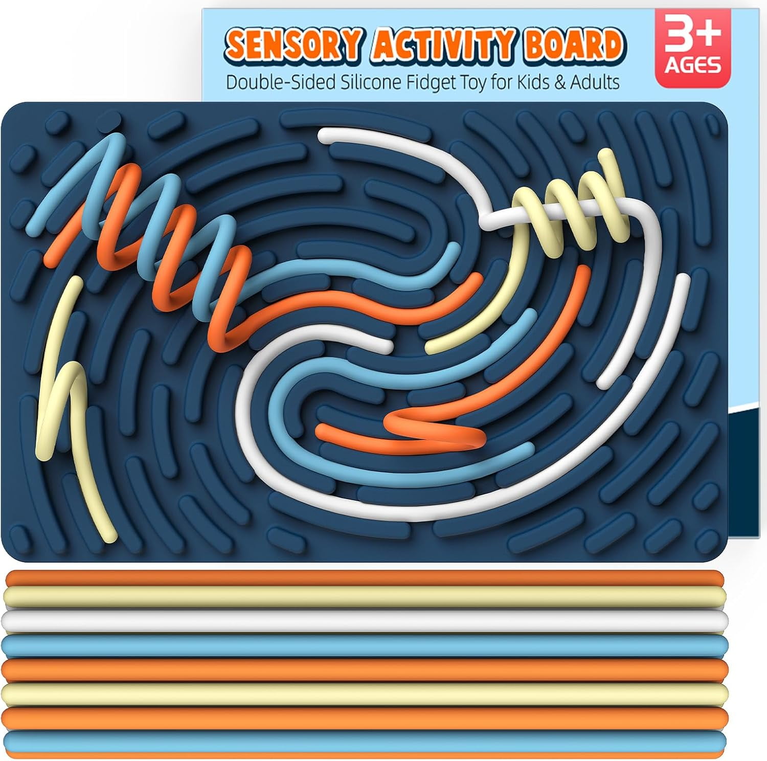 Sensory Activity Board: Double-Sided Silicone Fidget Toy for Kids ...