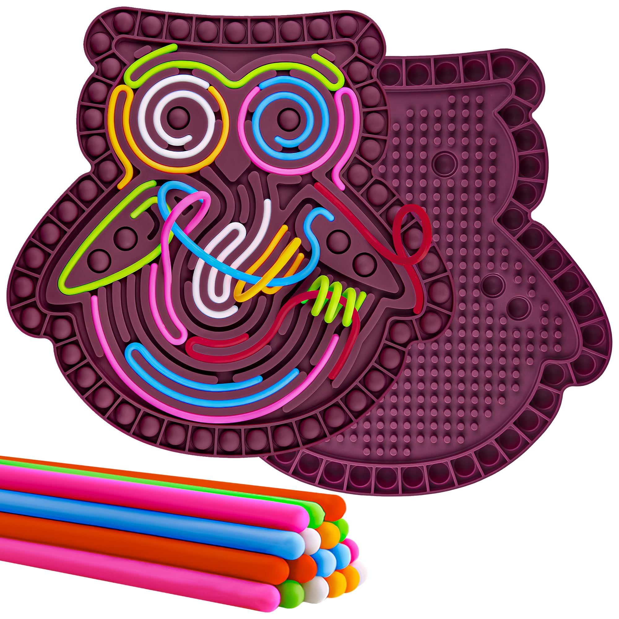 Sensory Activity Board Silicone Fidget Toys for Kids Owl Busy Board for ...