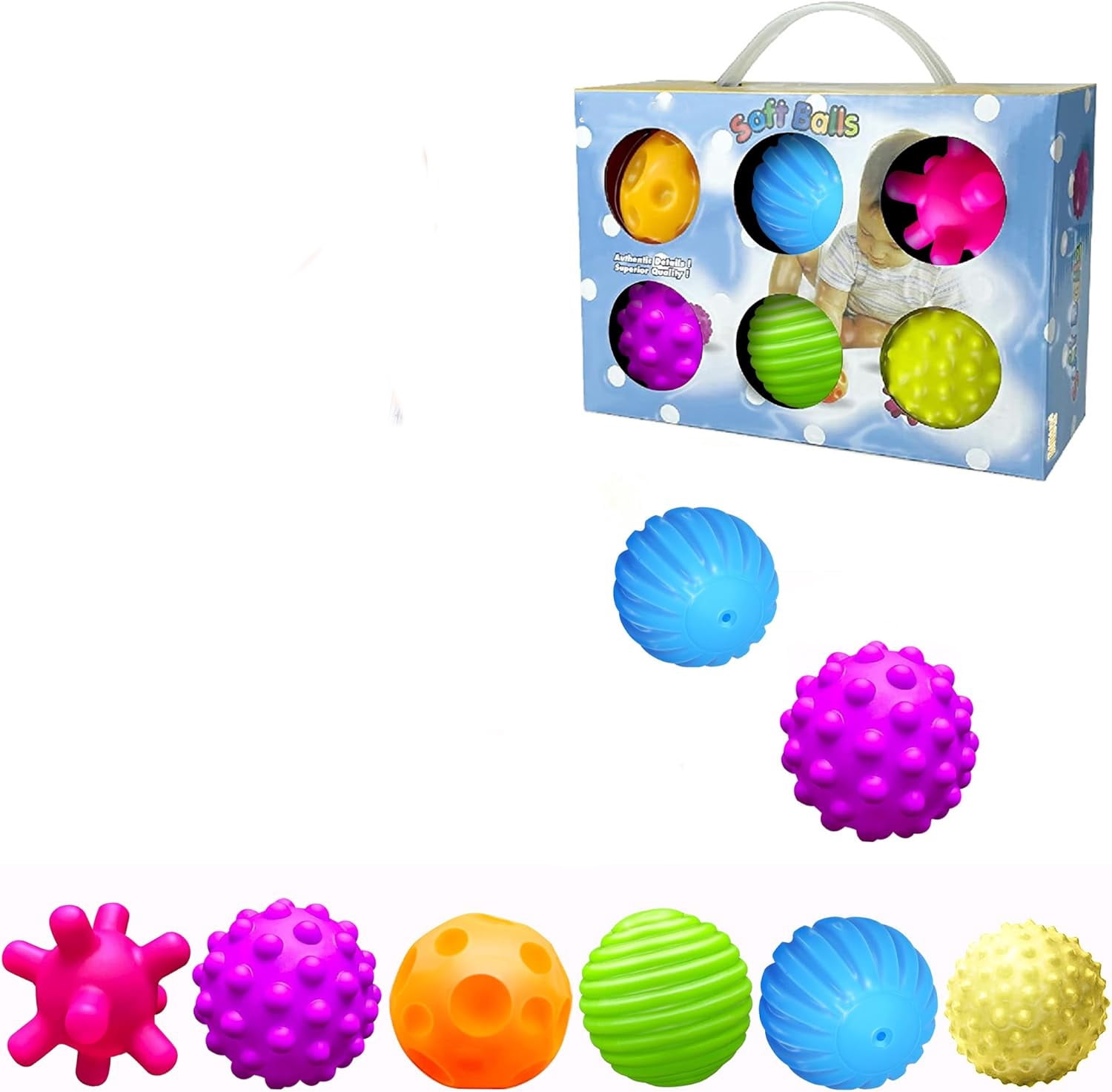 Sensory Balls, Bright Color Textured Multi Soft Ball Gift Sets ...