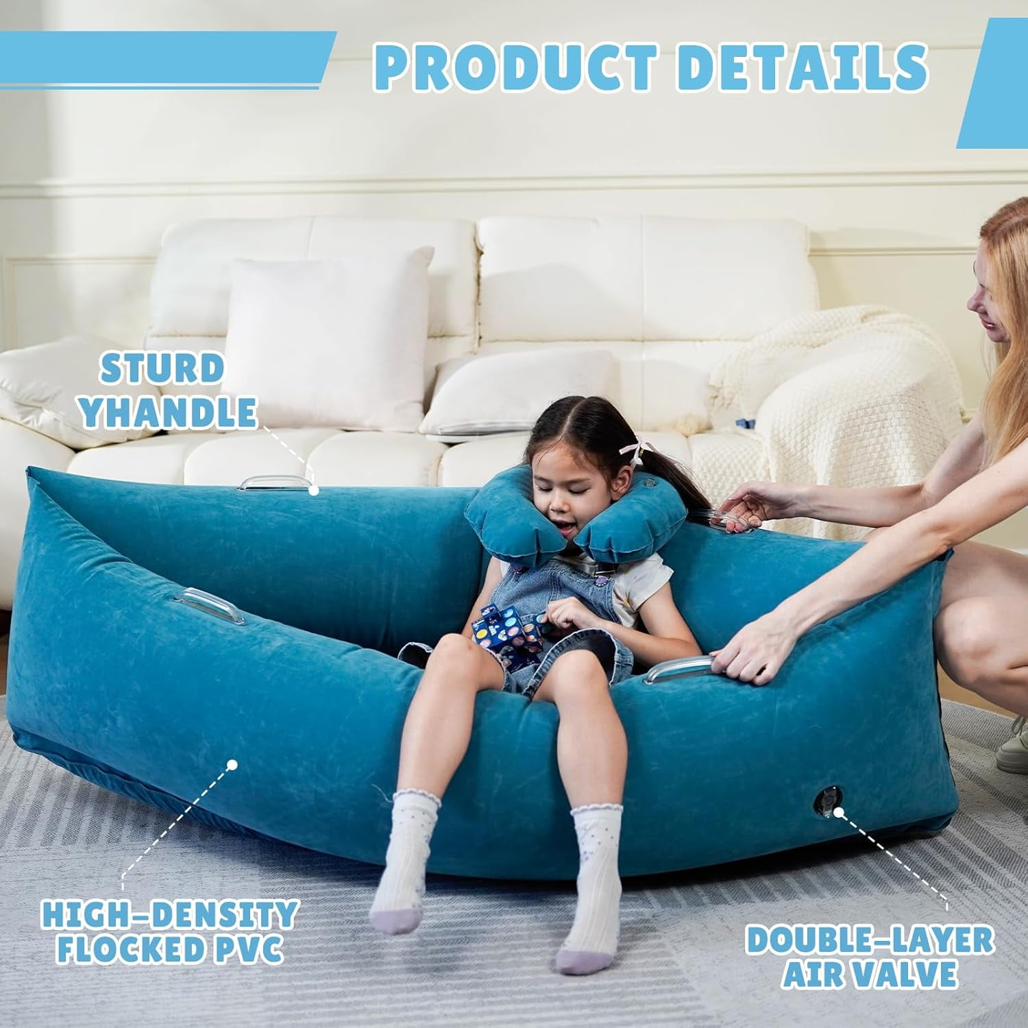 Sensory Canoe for Kids, Inflatable Peapod Chair with Neck Pillow, 60 ...