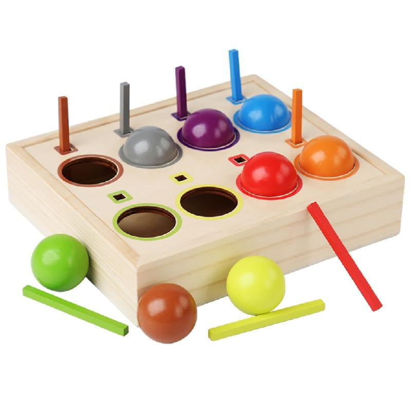 Sensory Color Matching Ball & Stick Toy Board Game Preschooler Learning ...