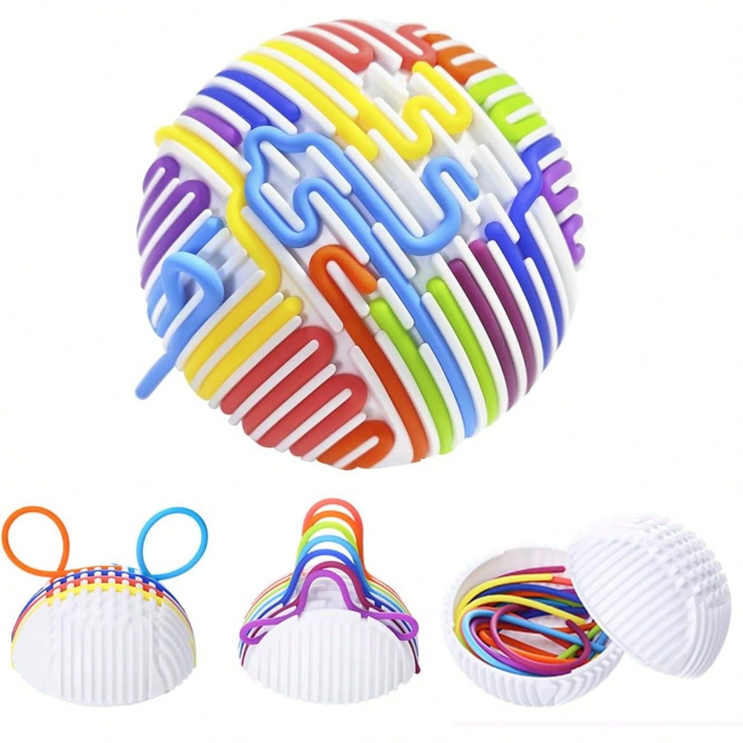 Sensory Fidget Ball Toy – Creative Split Design with 16 Colorful Rubber ...