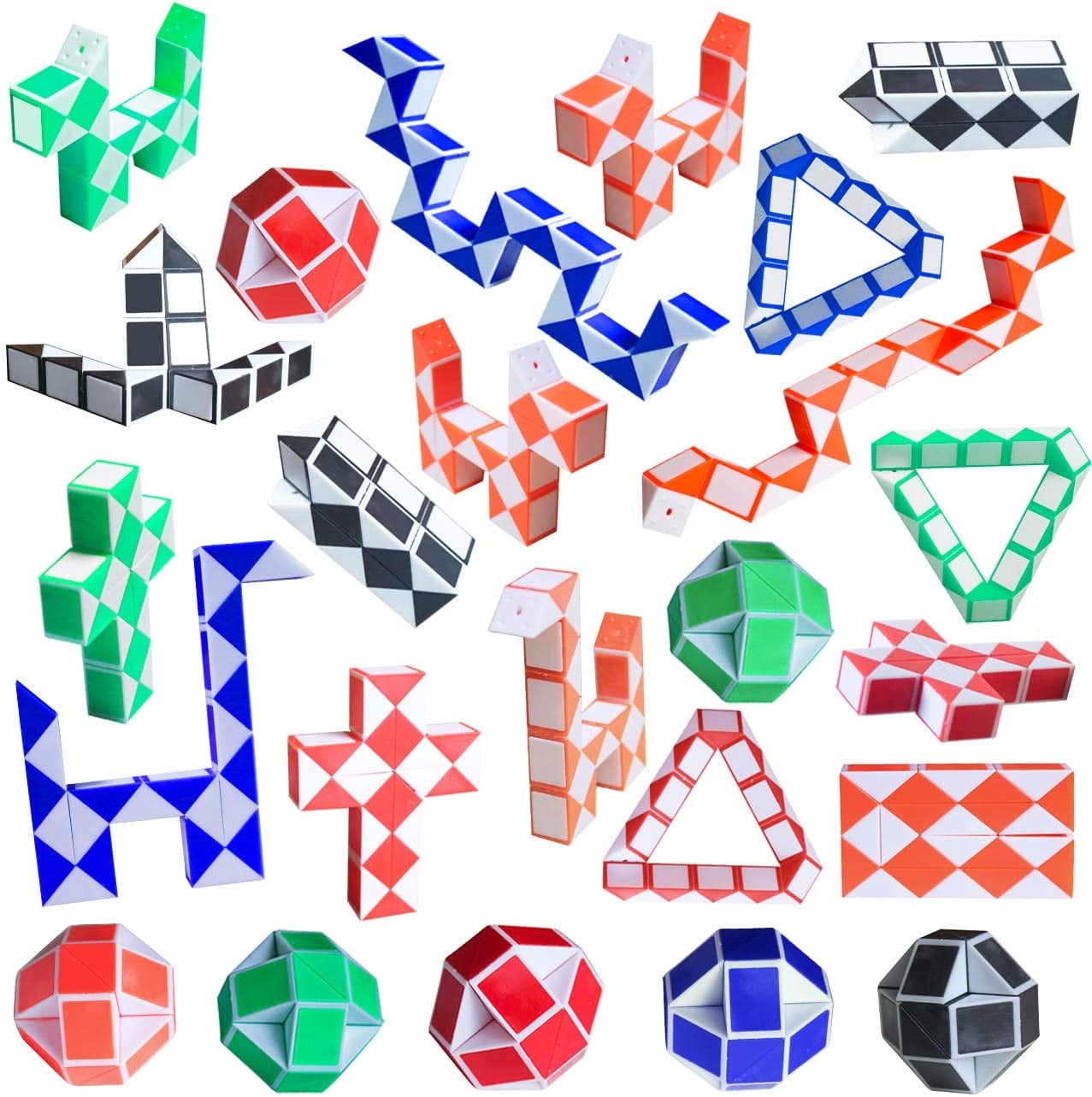 Kids Sensory Fidget Snake Cube Twist Puzzle Toy, Set of 5 Random Colors ...