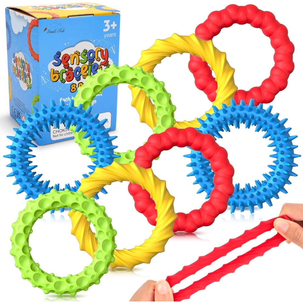 Sensory Fidget Toys for Kids Adults - 8 Pack Stretchy Fidget Bracelet ...