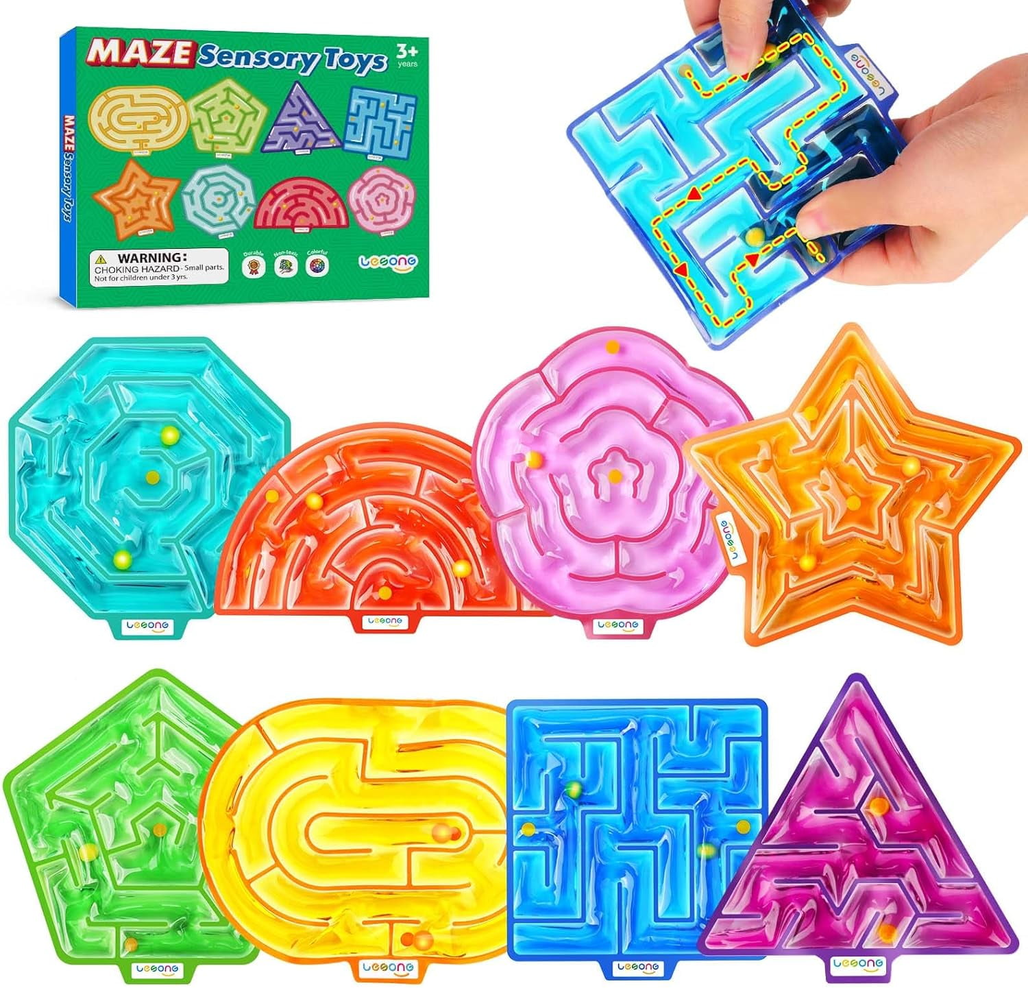Sensory Fidget Toys for Kids: 8 Pack Gel-Filled Maze Squeeze for ...