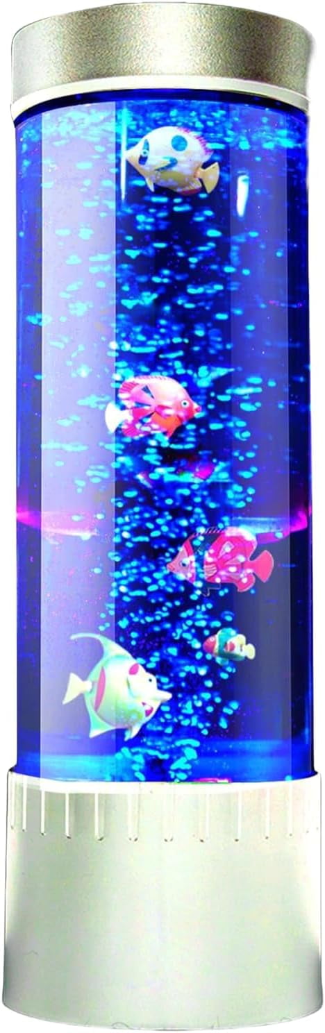 Sensory LED Bubble Tube 5Inches Tall with 10 Fish, 20 Color Remote and ...
