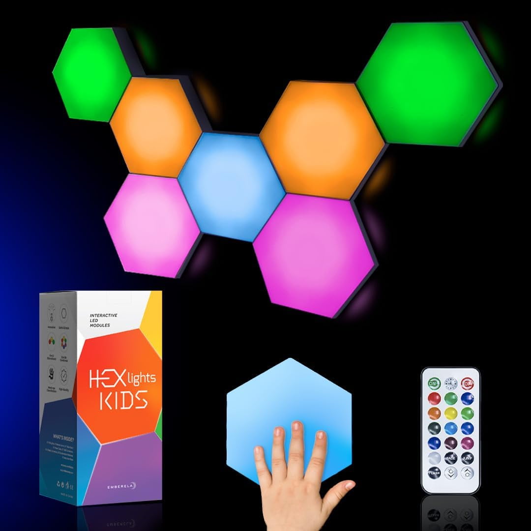 Sensory Lights for Autistic Children — 3pk Touch Hexagon Lights, Remote ...