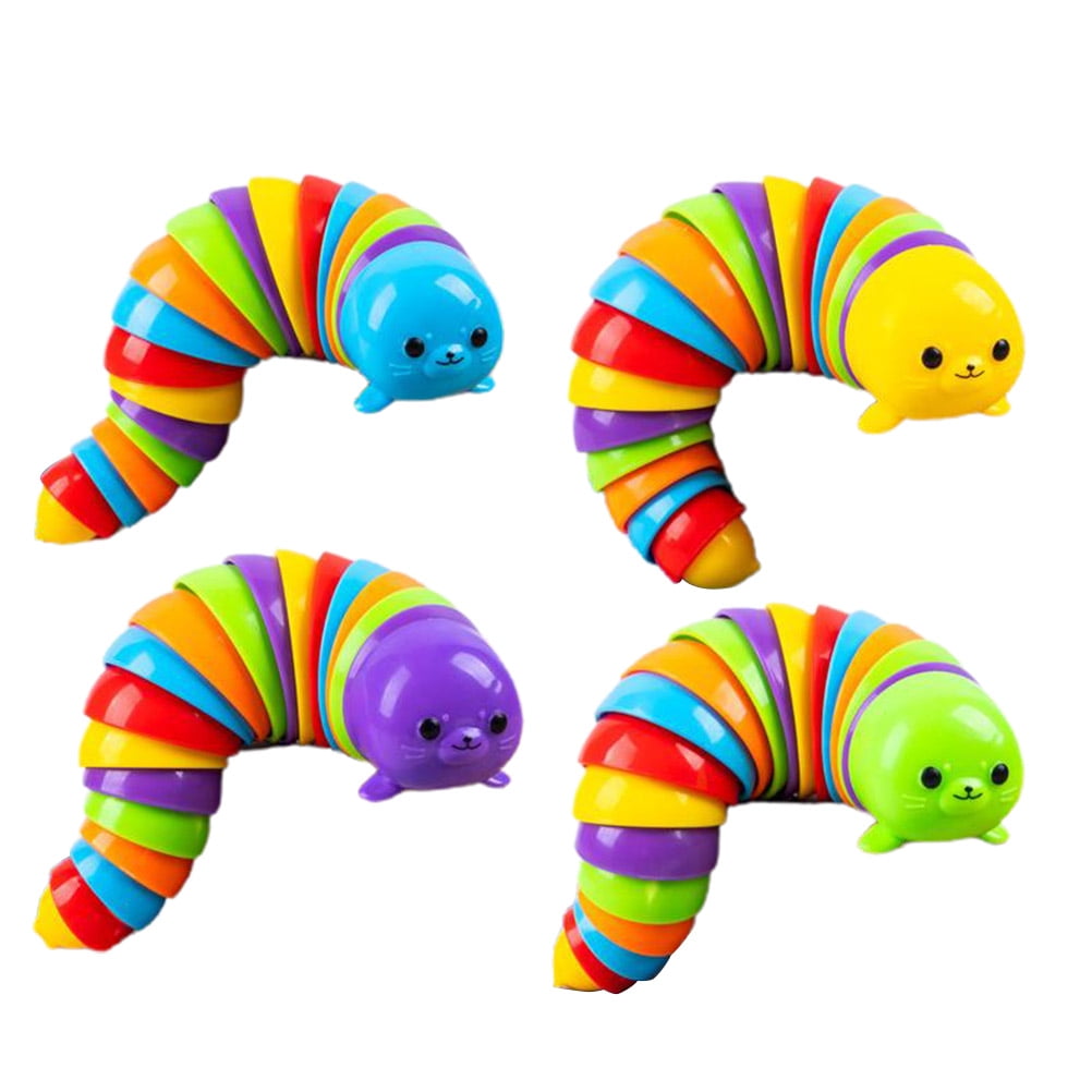 Sensory Slug Toy Rainbow Articulated Stretch Slug Toy Flexible ...