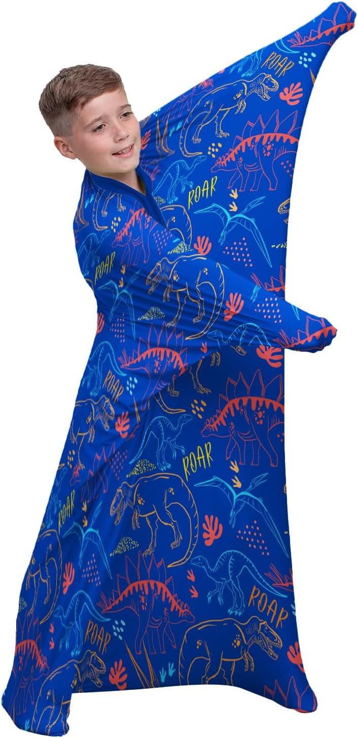 Sensory Sock Body Sock,Medium,6-9 Years, Blue Dinosaur Full Body Sock Provides Deep Pressure ...