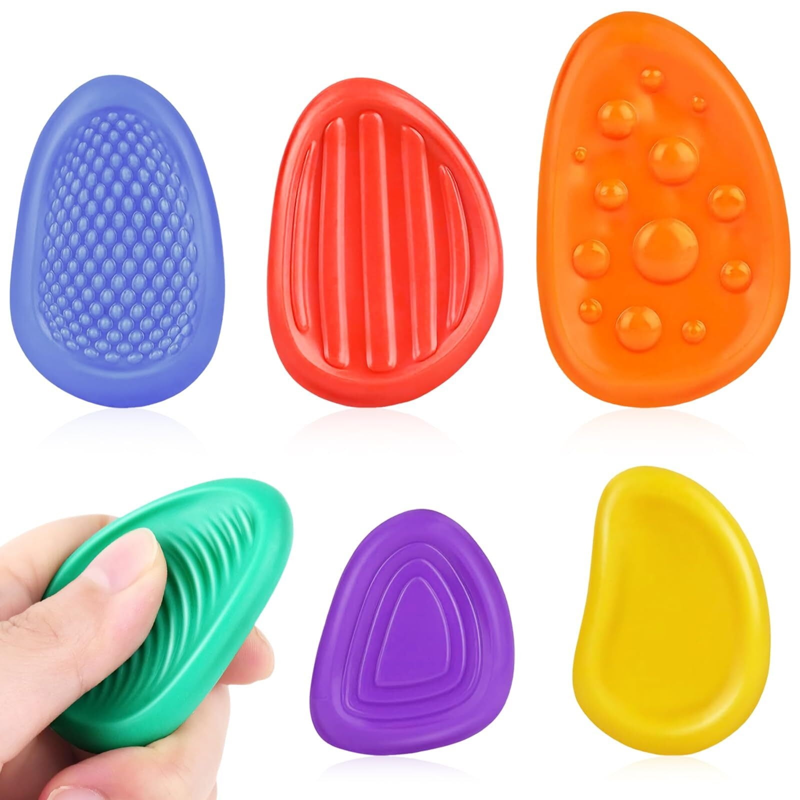 Sensory Stones, Silicone Textured Fidget Stones, Soft Portable Worry ...