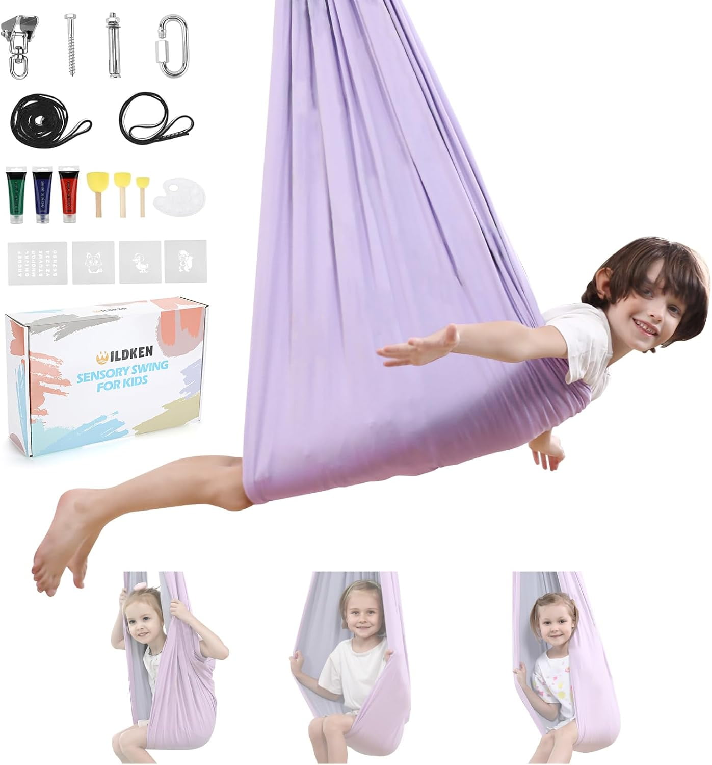 Sensory Swing Indoor for Kids Boys Girls, DIY Graffiti Joy Swing for ...