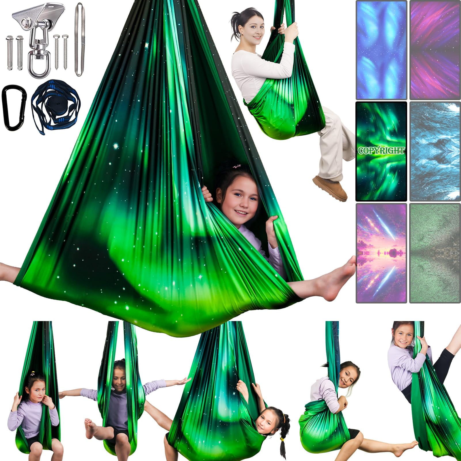 Sensory Swing for Kids & Adults Holds up to 300lbs Indoor & Outdoor Double Layer Therapy Cuddle ...