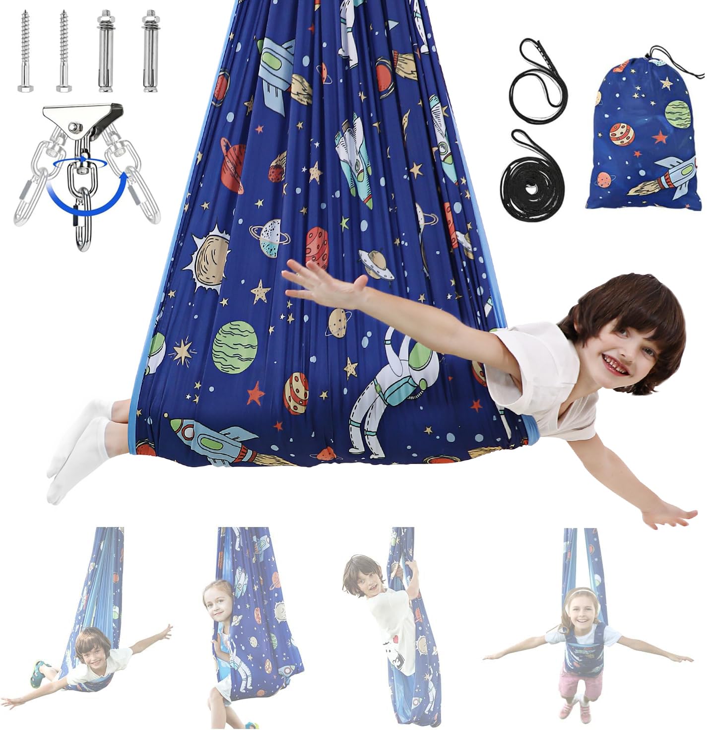 Sensory Swing - Autistic Use, Double-Layer, 360 Swivel, Indoor Kids ...
