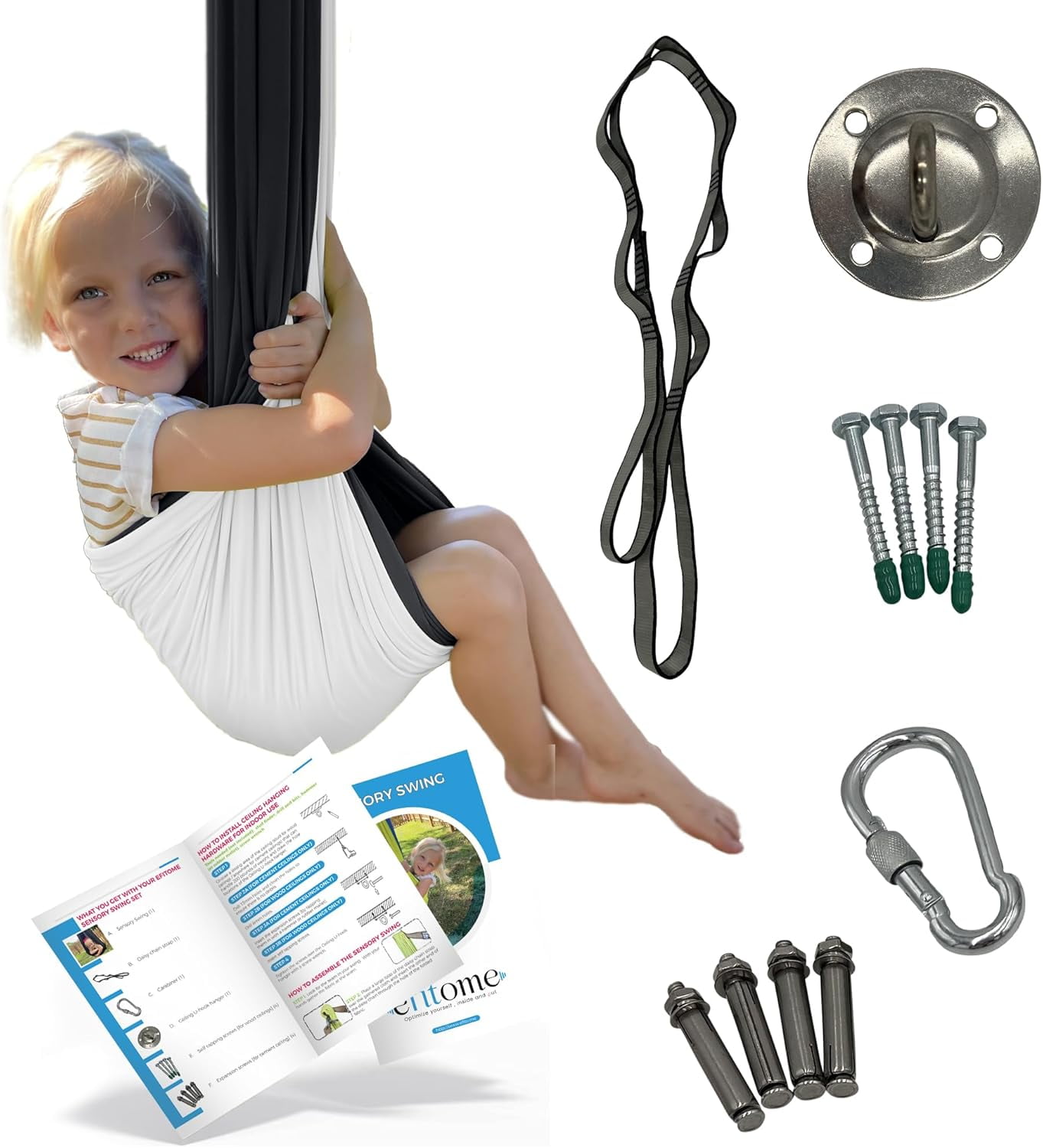 Sensory Swing for Kids Indoor Ceiling/Outdoor Tree Hanging Kit ...