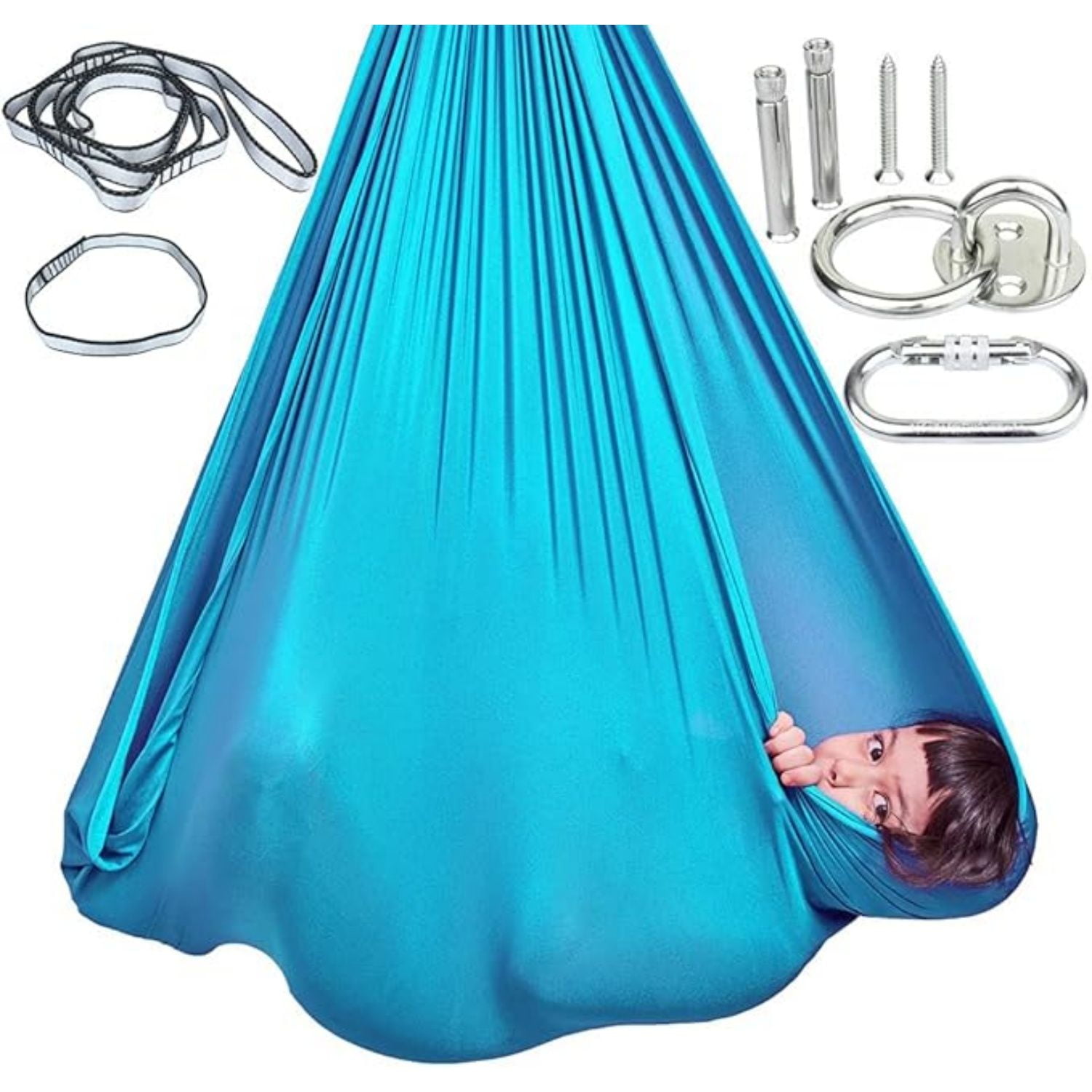 Sensory Swing for Kids Indoor with Mounting , Double-Layers Adjustable ...