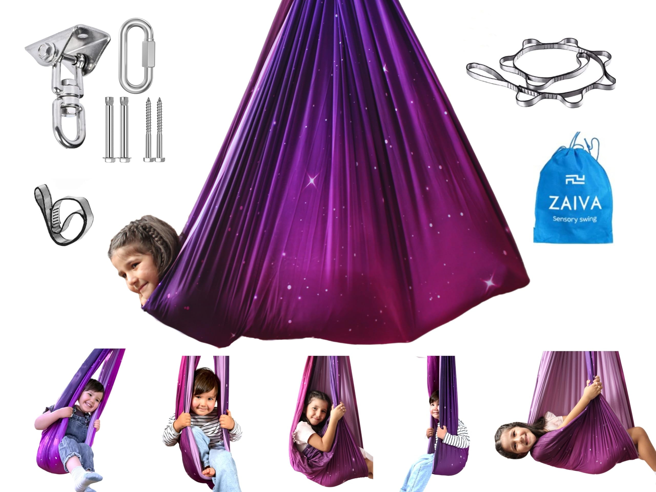 Sensory Swing for Kids Indoor Outdoor - (Hardware Included) 360 ...