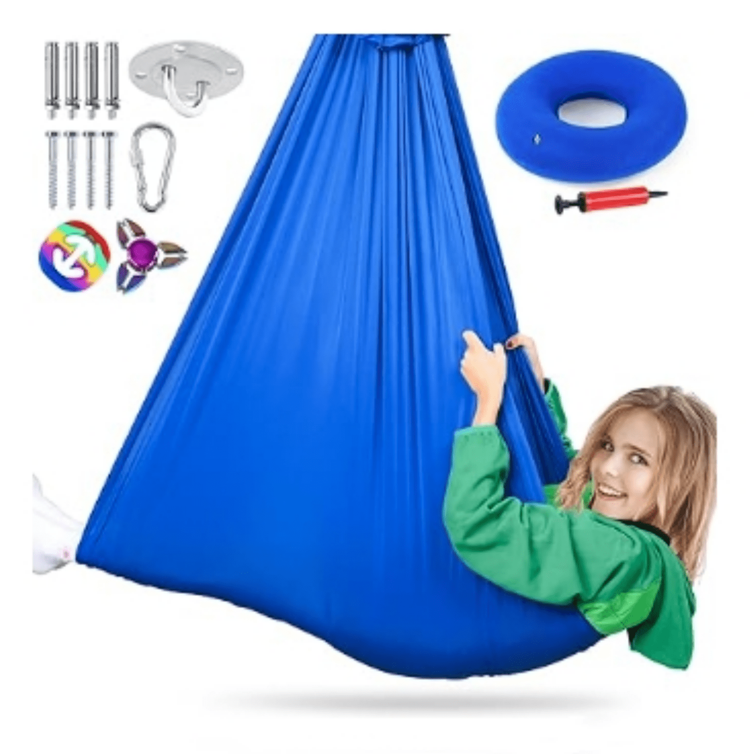 Sensory Swing for Kids Indoor and Outdoor, Sensory with Inflatable Cushion and 360° Swivel, Pod ...