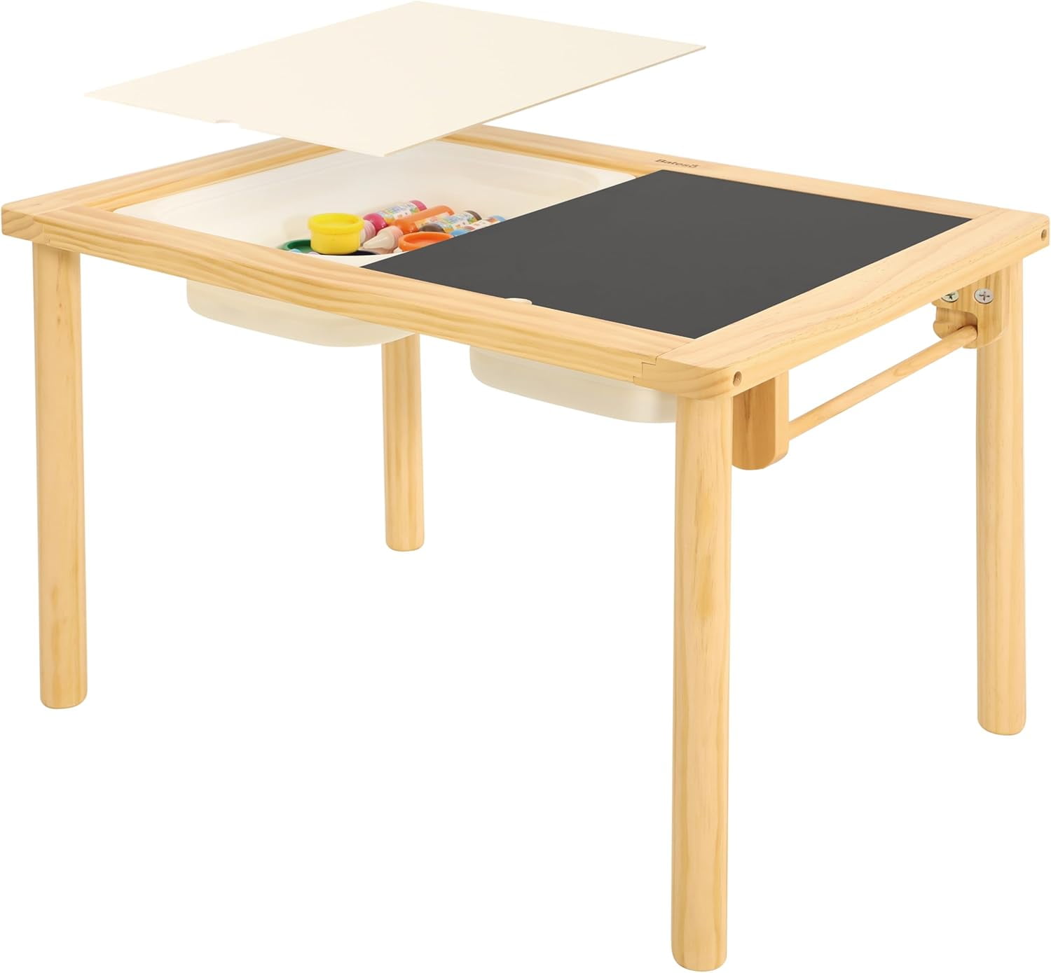 Sensory Table with 2 Foldable Storage Bins, Multifunction Wooden Sand ...